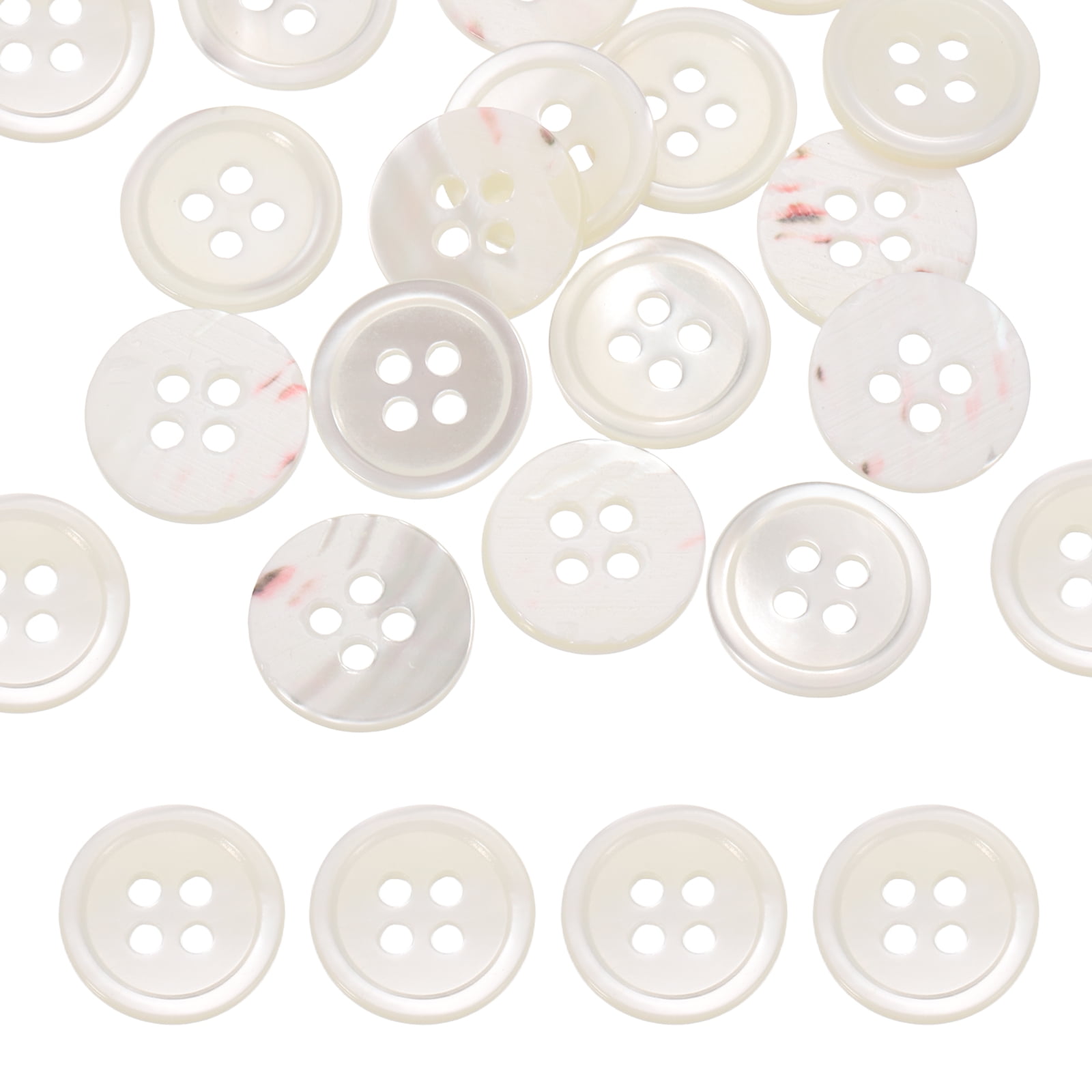 Uxcell 16Pcs Round Natural Shell Buttons,12.5mm 4 Holes Mother of Pearl ...