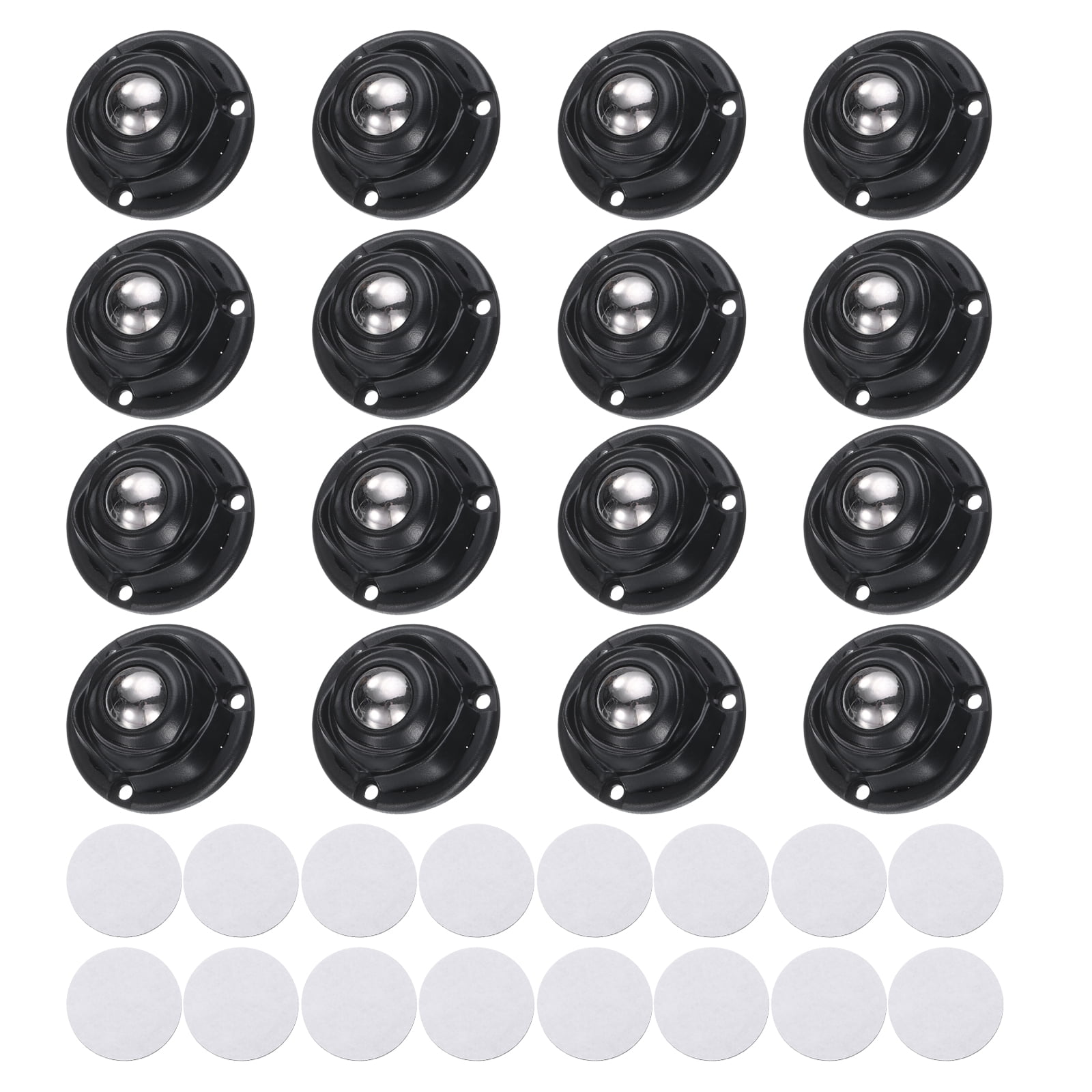 Uxcell 16Pcs Self Adhesive Caster Wheel for Furniture Bin (Black, 1 ...