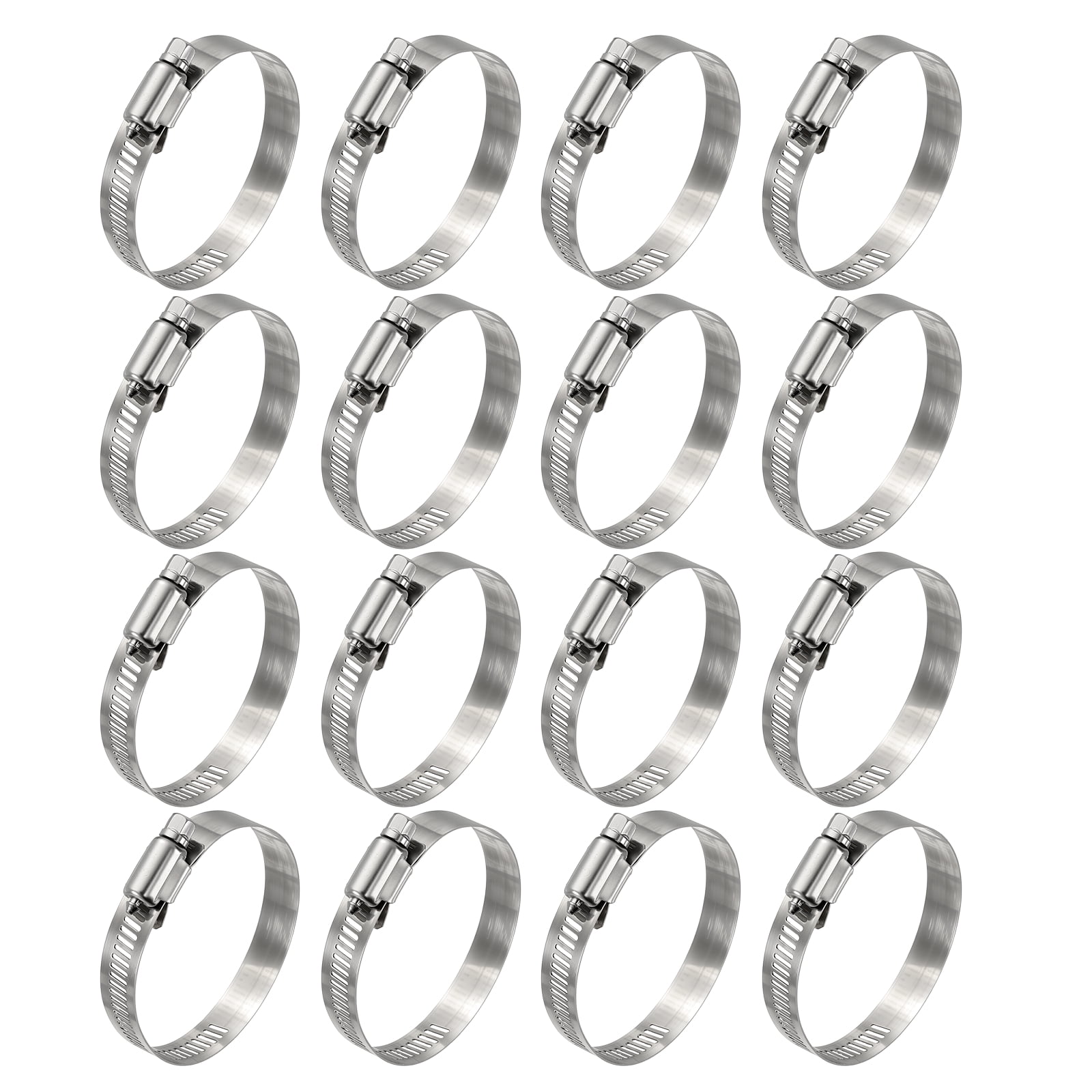 Uxcell 16Pcs Stainless Steel Hose Clamps, Adjustable 2.4" to 3.2" (59 ...