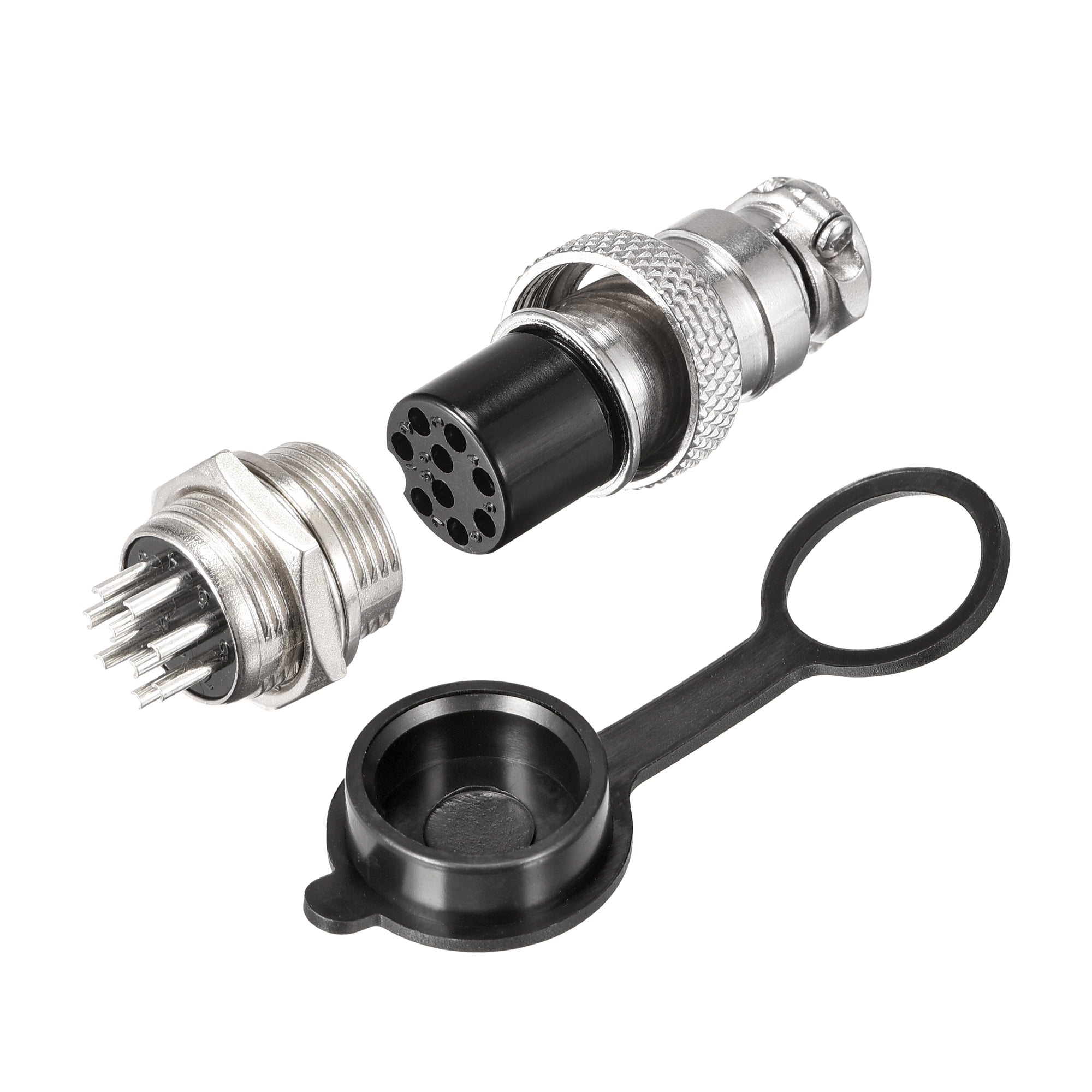 Uxcell 16mm 9 Terminals 5A 250V GX16 Aviation Connector with Plug Cover ...