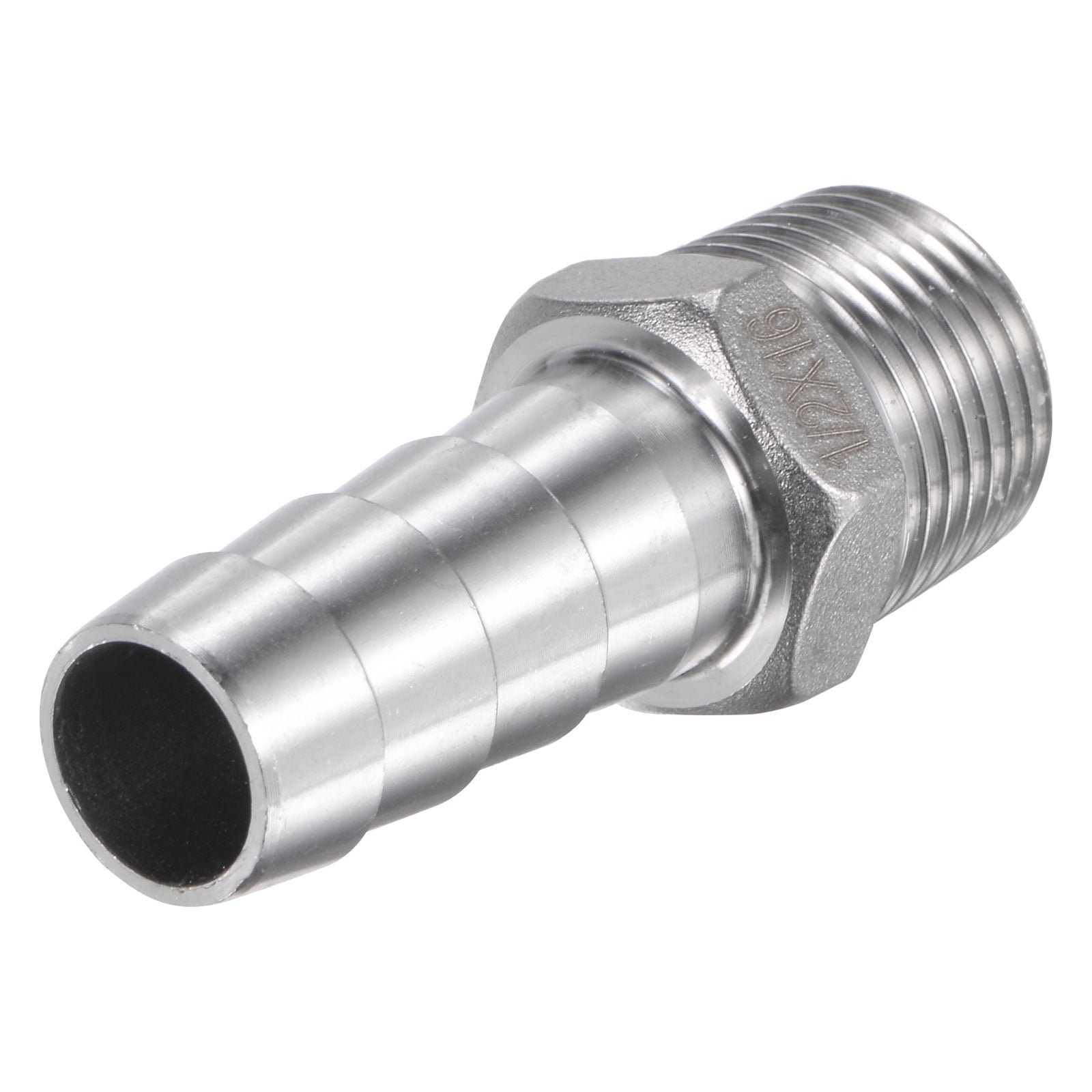 Uxcell 16mmx1/2PT Male Thread Straight Stainless Steel Hose Barb Pipe ...