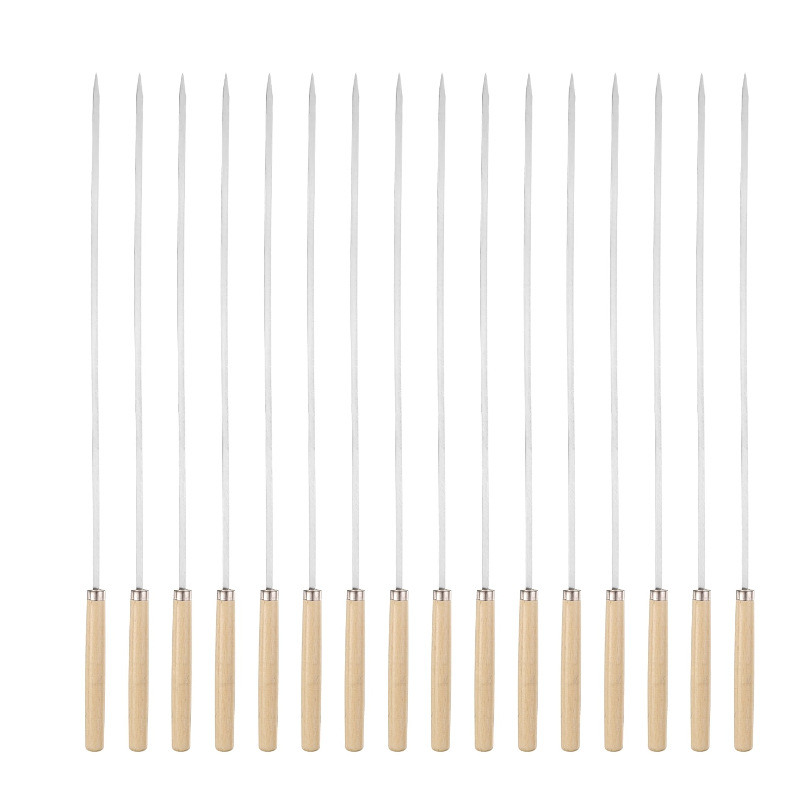 Uxcell 16pcs Metal Kebob Skewers 34cmx4.3mmx1.2mm(L*W*T) Stainless ...