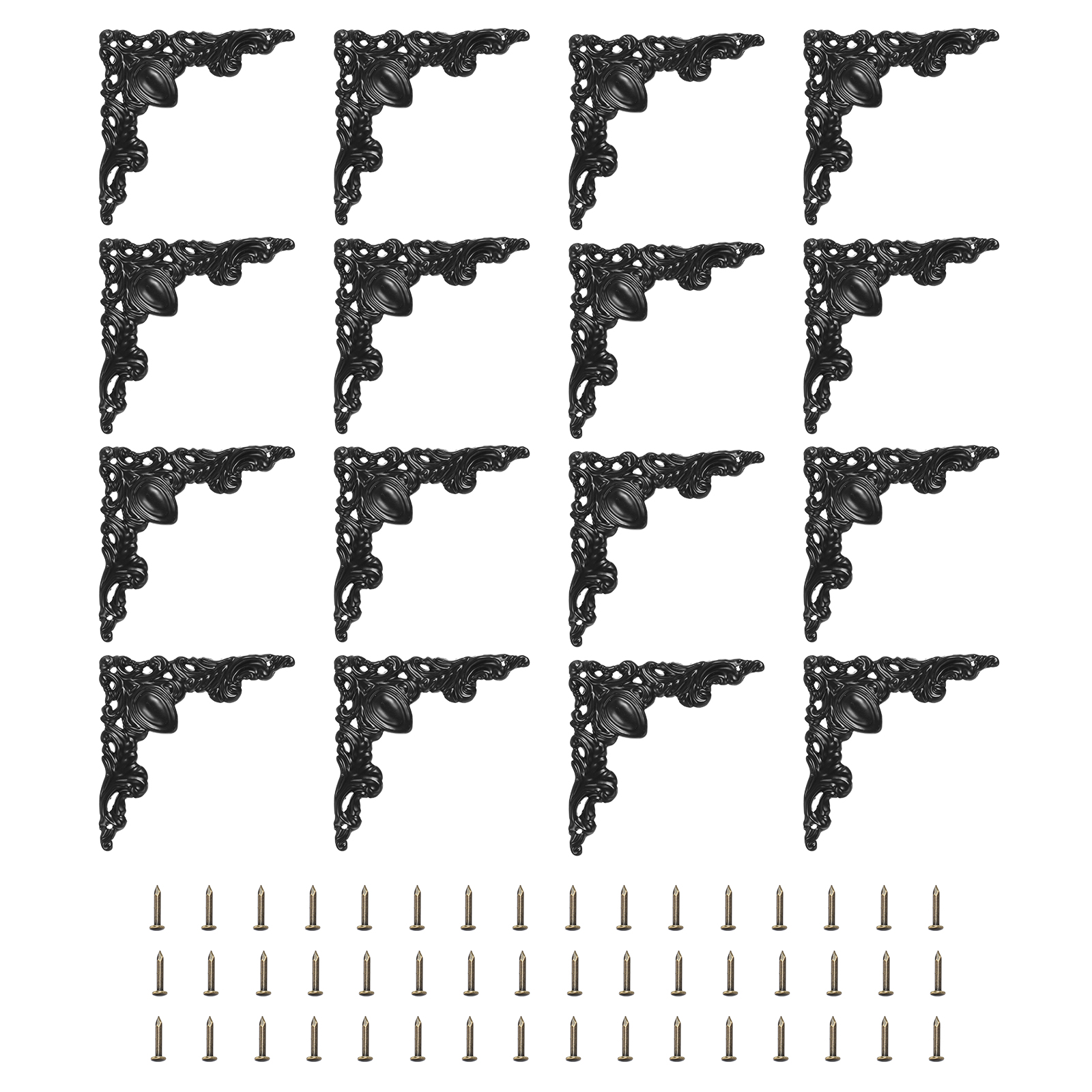 Uxcell 16pcs Vintage Flat Corner Bracket with Screw for Box Cupboard ...