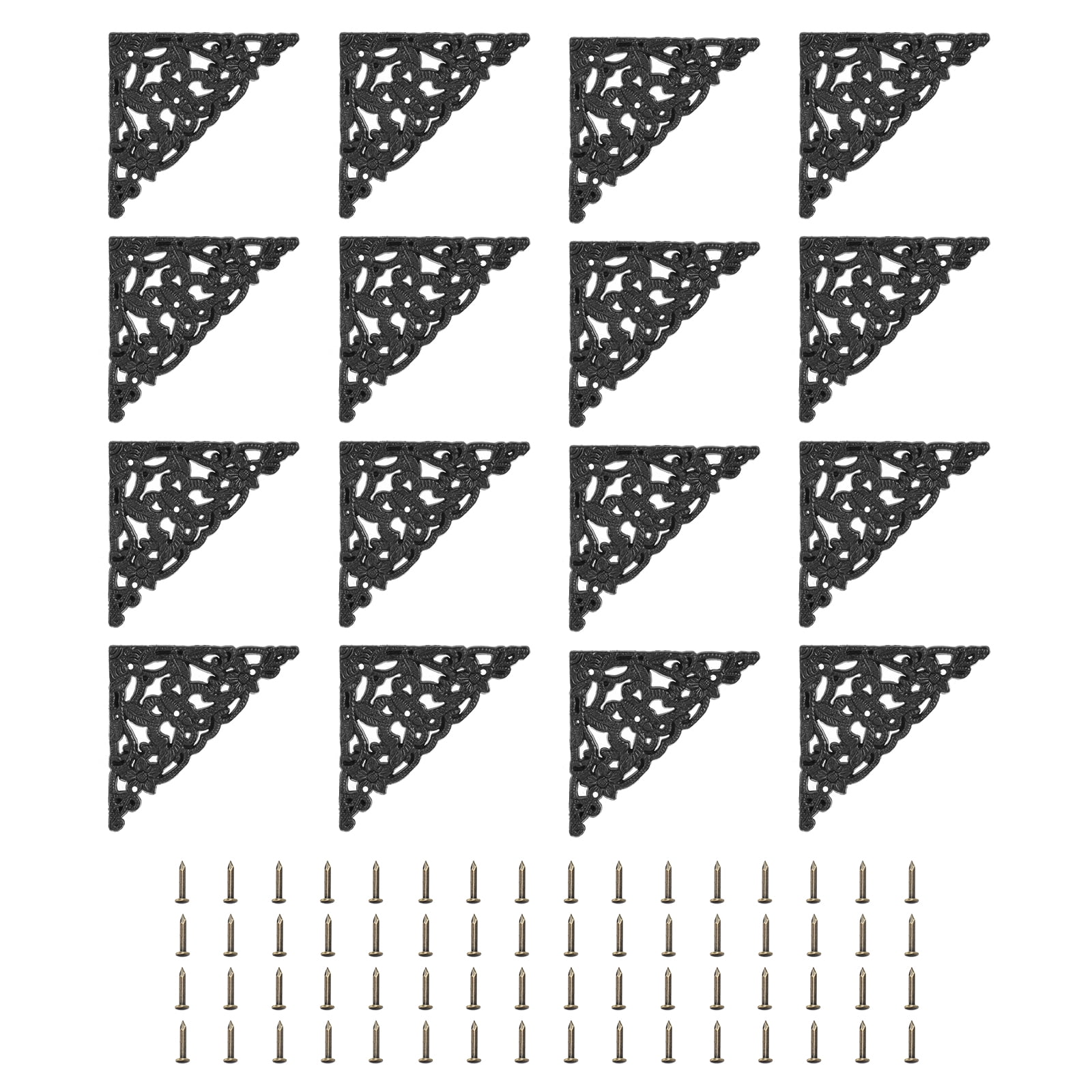 Uxcell 16pcs Vintage Flat Corners Bracket with Screw for Box Cupboard ...