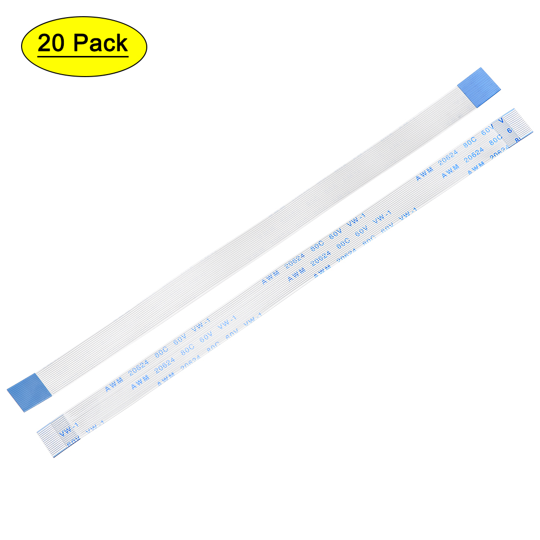 Uxcell 16pins Flexible Flat Cable FPC FFC A Type Ribbon Cable PE White ...