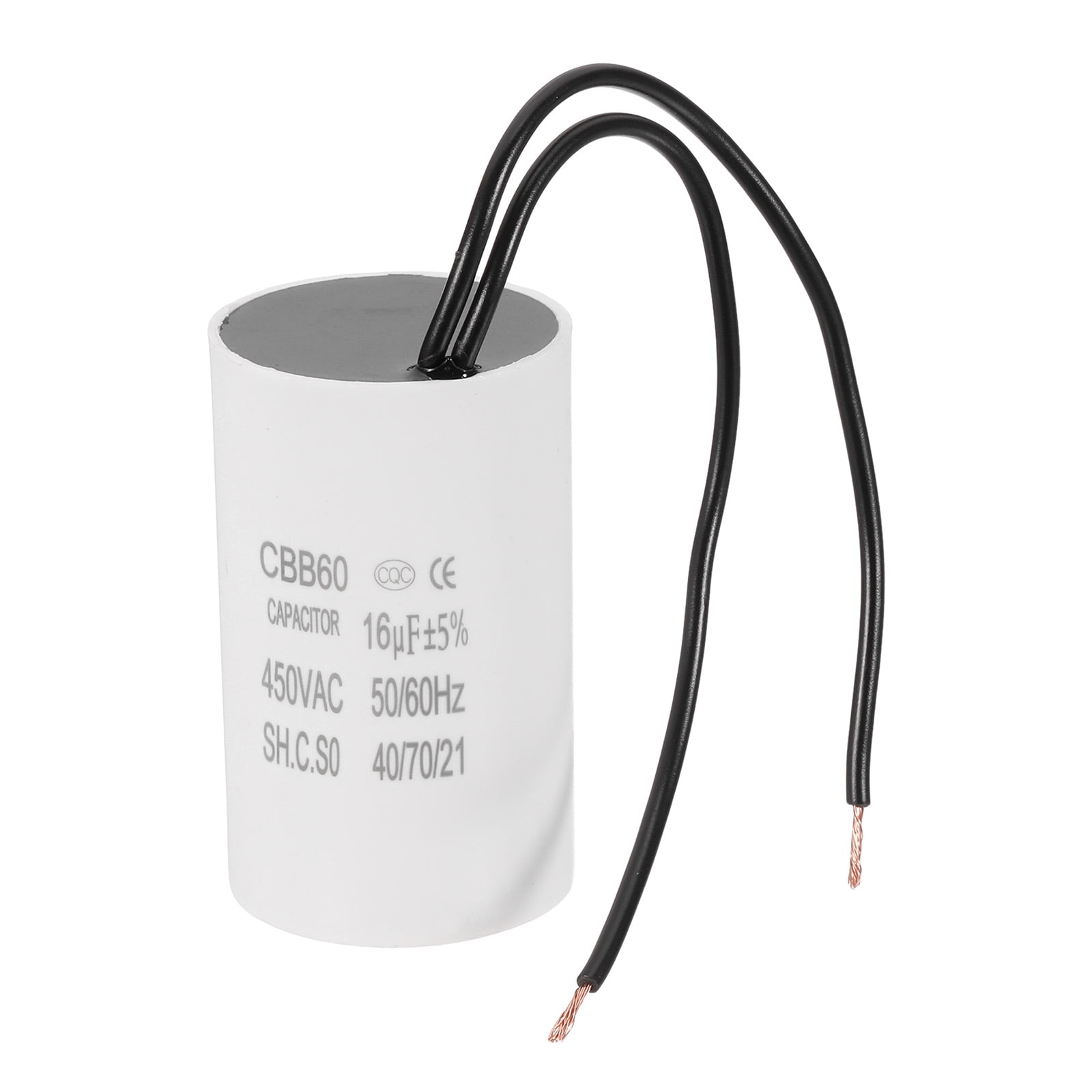 Uxcell 16uF CBB60 Running Capacitor, Run Capacitor with 2 Wires, AC ...