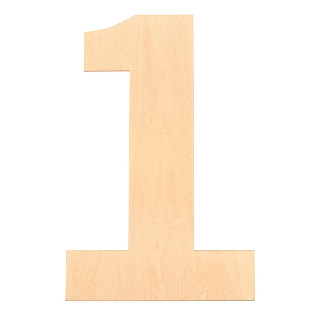 Uxcell 17 Large Blank Wooden Number 1 Shape Cutout Unfinished Wood ...