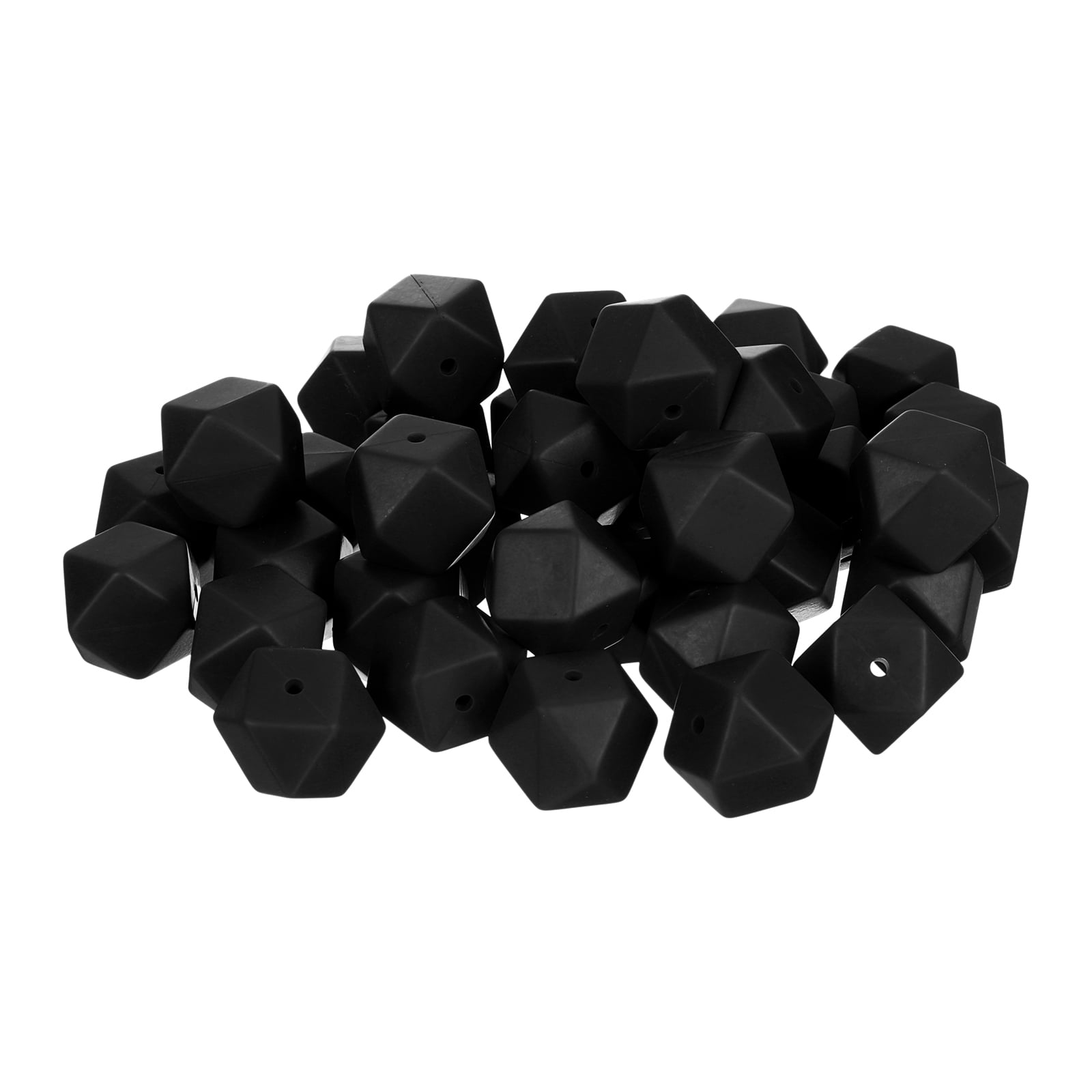 Uxcell 17 mm Hexagonal Silicone Beads, Polygonal Beads Bulk, Black ...