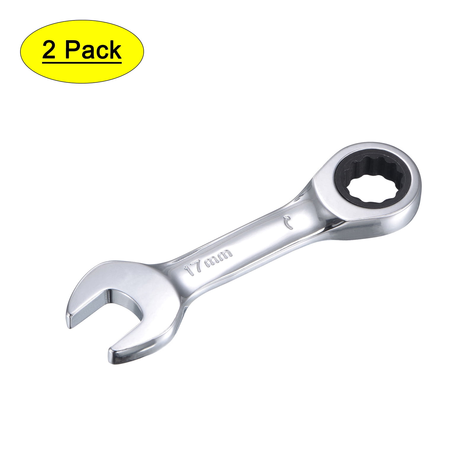 Uxcell 17mm Stubby Ratcheting Combination Wrench Metric 72 Teeth 12 ...