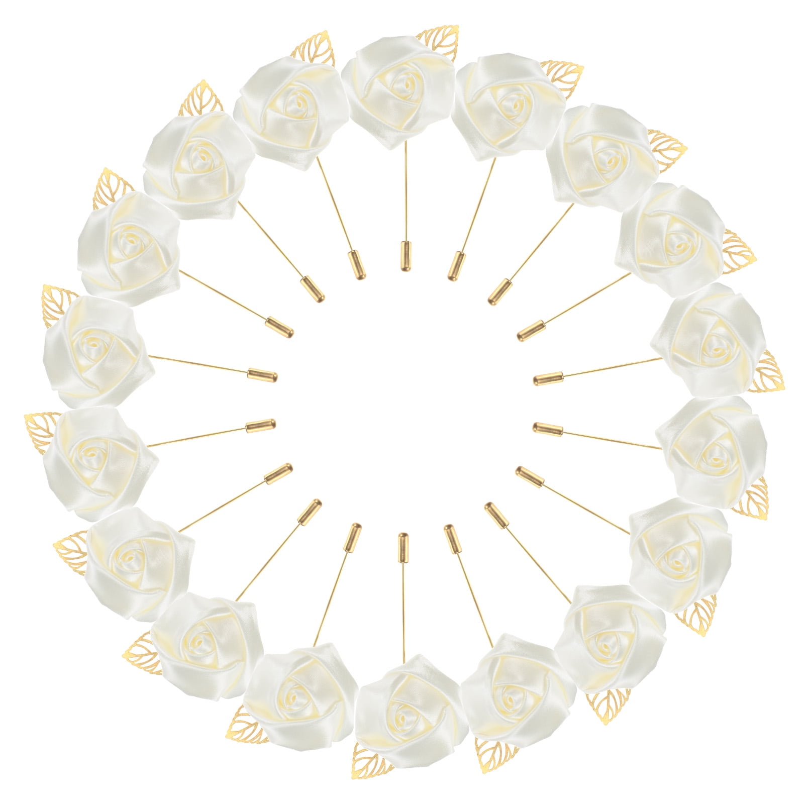 Uxcell 18-Pack Flower Lapel Pins for Men, Golden Leaf Rose Boutonnieres ...