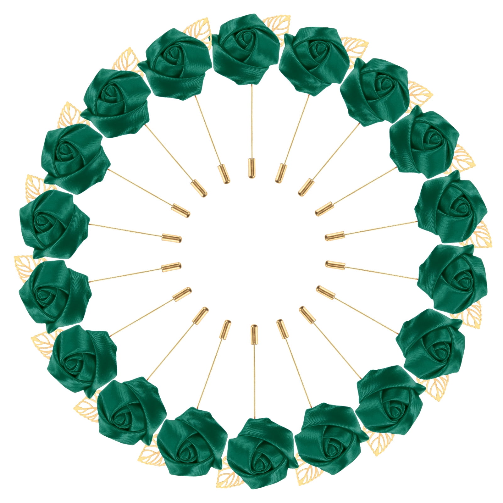Uxcell 18-Pack Flower Lapel Pins for Men, Golden Leaf Rose Boutonnieres ...