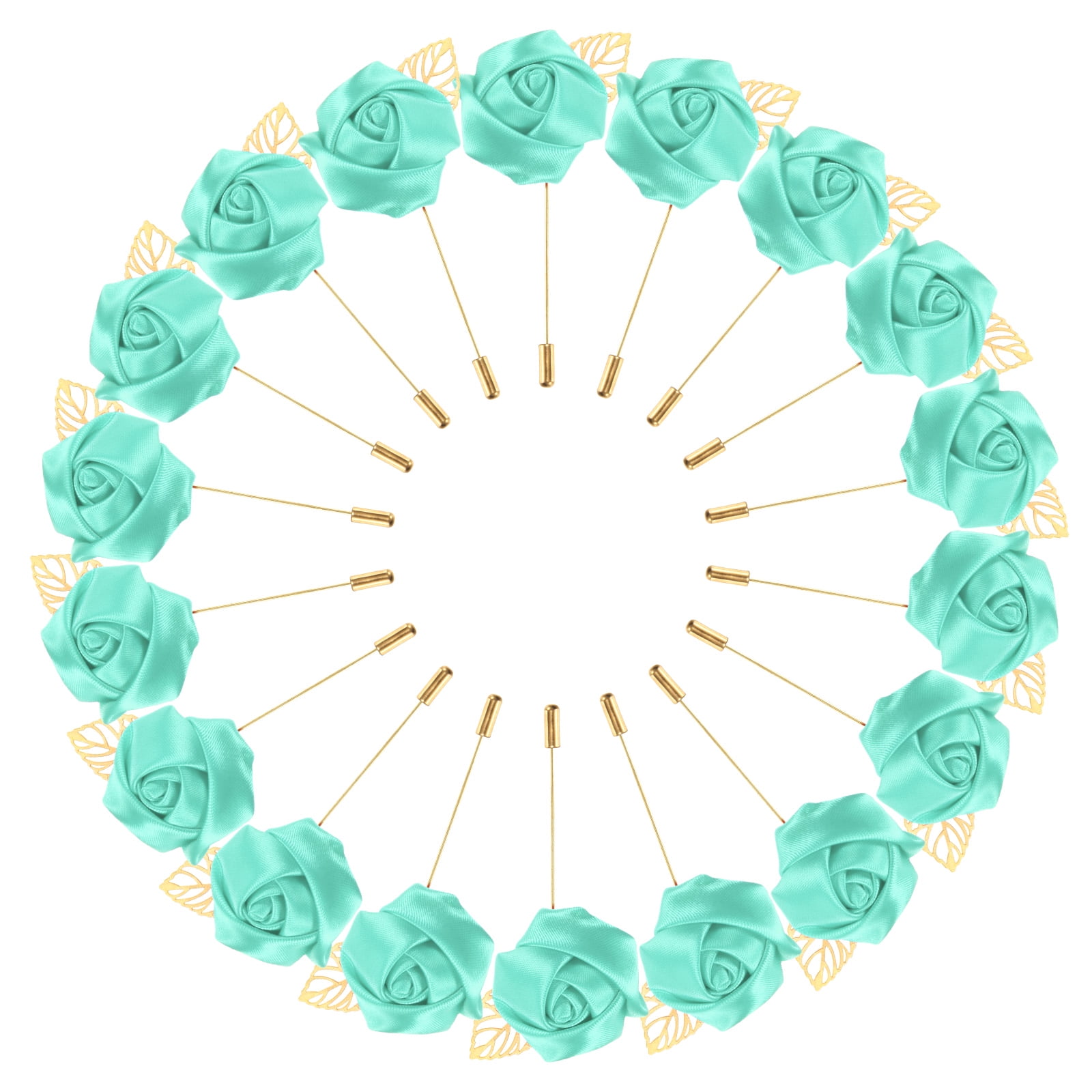Uxcell 18-Pack Flower Lapel Pins for Men, Golden Leaf Rose Boutonnieres ...