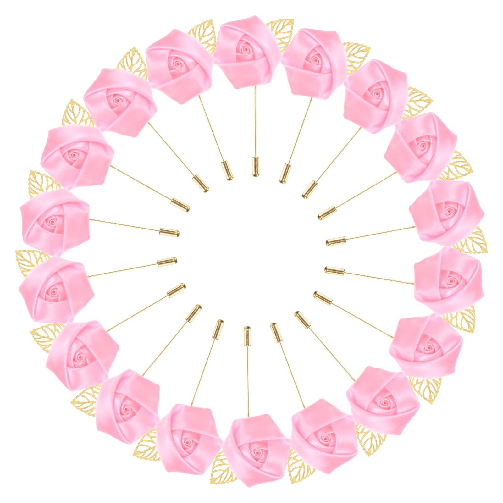 Uxcell 18-Pack Flower Lapel Pins for Men, Golden Leaf Rose Boutonnieres ...