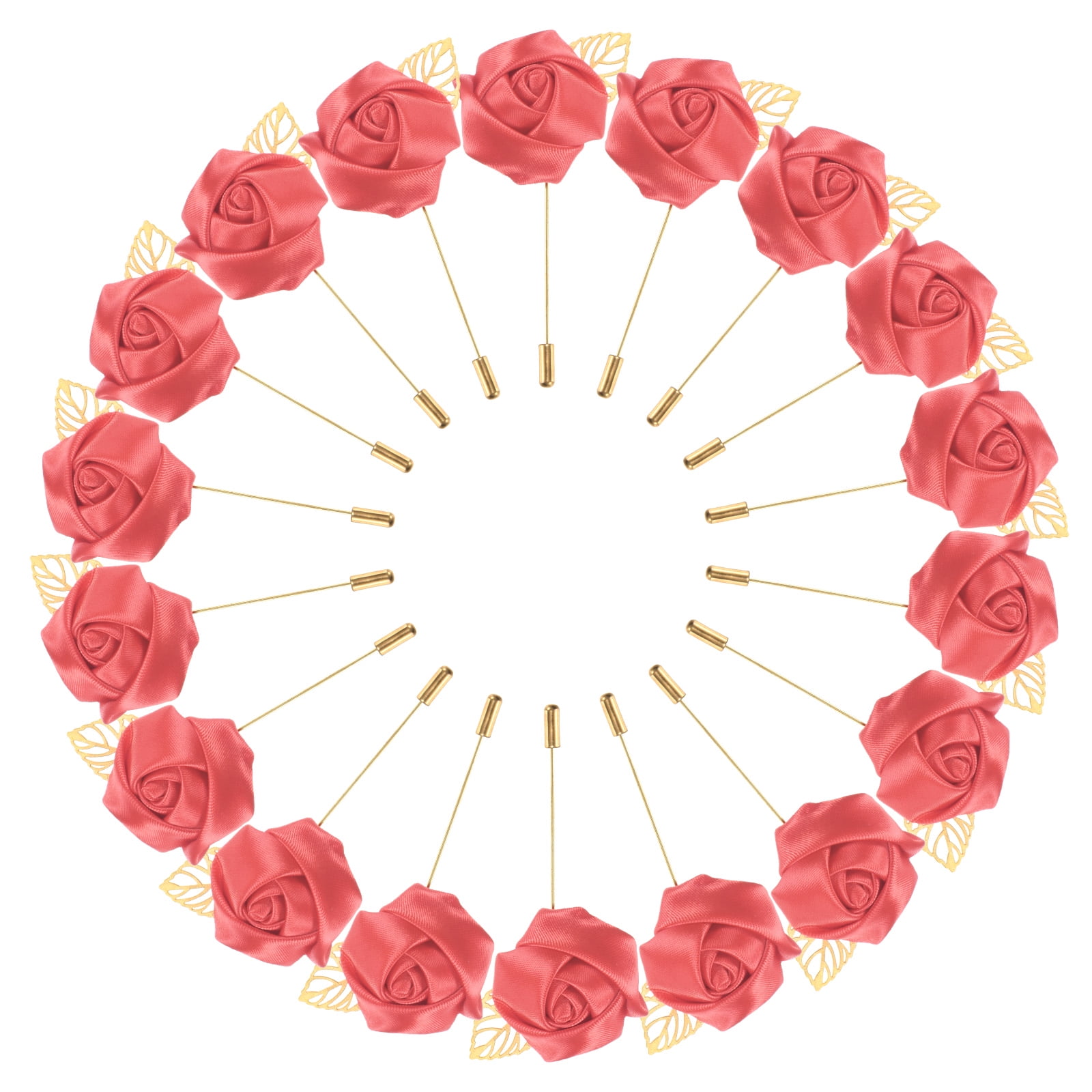 Uxcell 18-Pack Flower Lapel Pins for Men, Golden Leaf Rose Boutonnieres ...