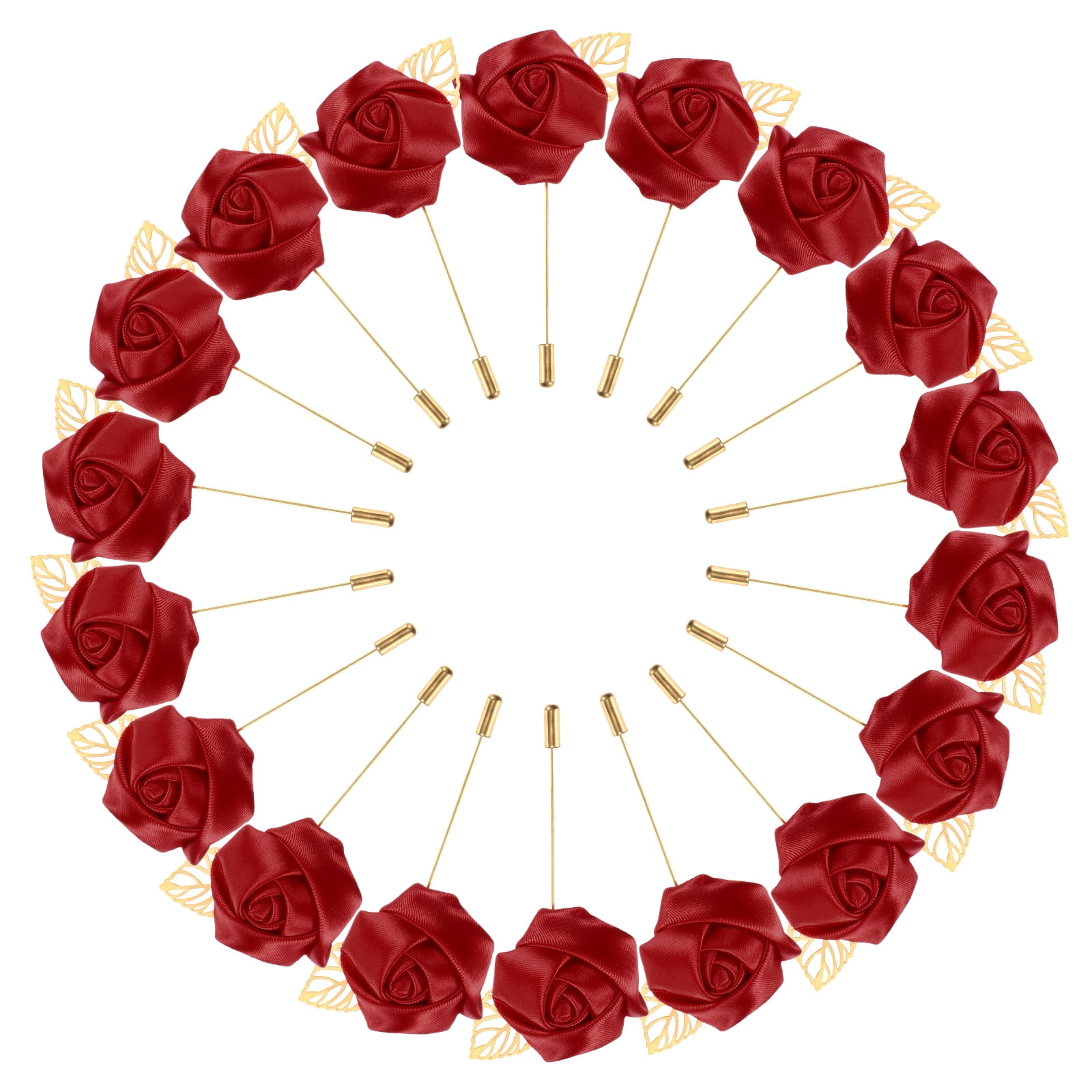 Uxcell 18-Pack Flower Lapel Pins for Men, Golden Leaf Rose Boutonnieres ...
