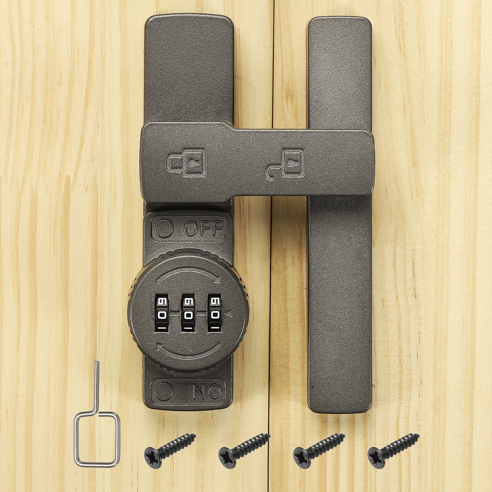 Uxcell 180 Degree Flip Sliding Barn Door Lock Mechanical Keyless 3 ...