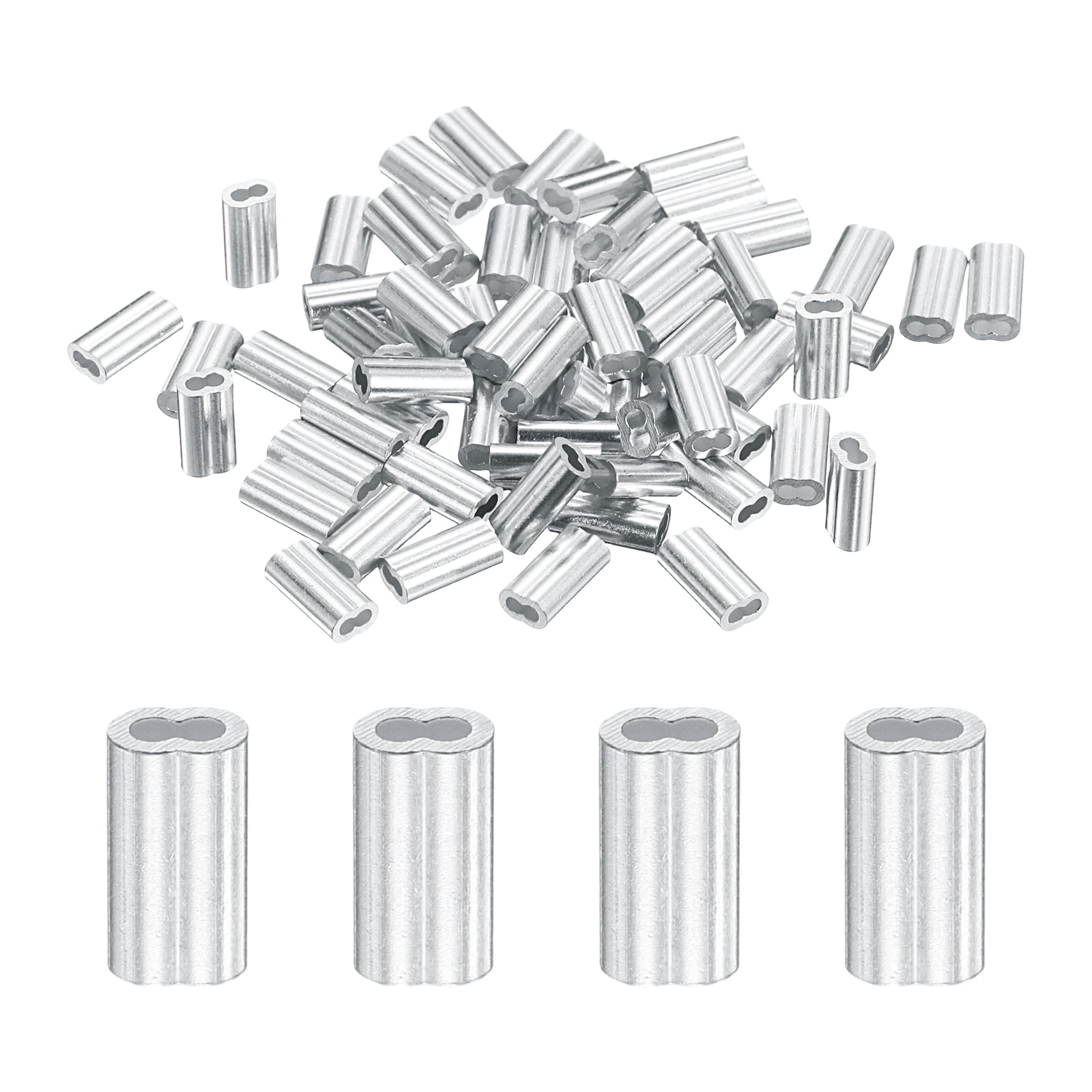 Uxcell 180 Pcs Aluminum Crimping Loop Sleeve,1/25 Inch(1mm) Oval Wire ...