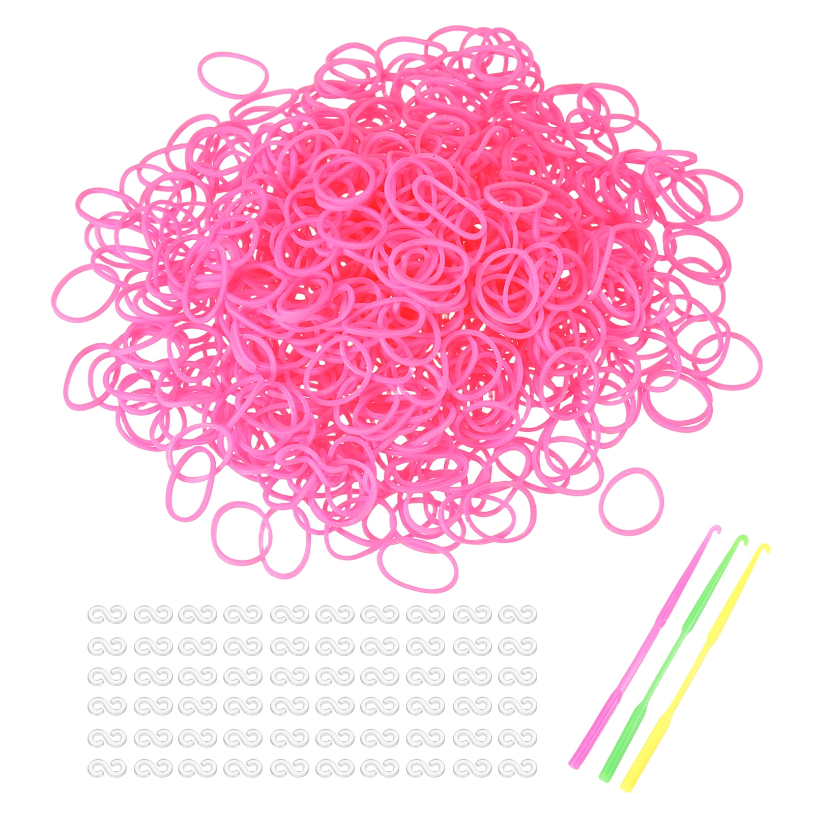 Uxcell 1800 Pcs Loom Rubber Bands Kit with 75 Pcs S-Clips 3-Hooks ...