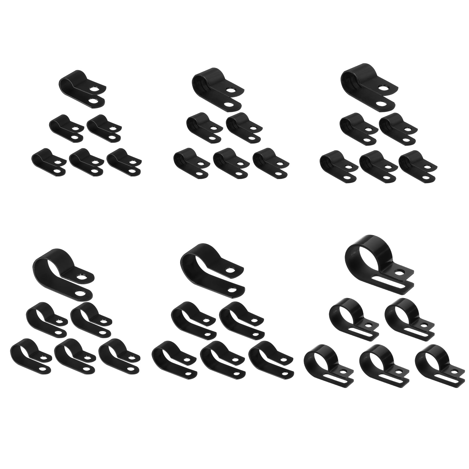 Uxcell 180Pcs Nylon Plastic R-Type Cable Clamps, 1/4" 5/16" 3/8" 1/2" 5 ...