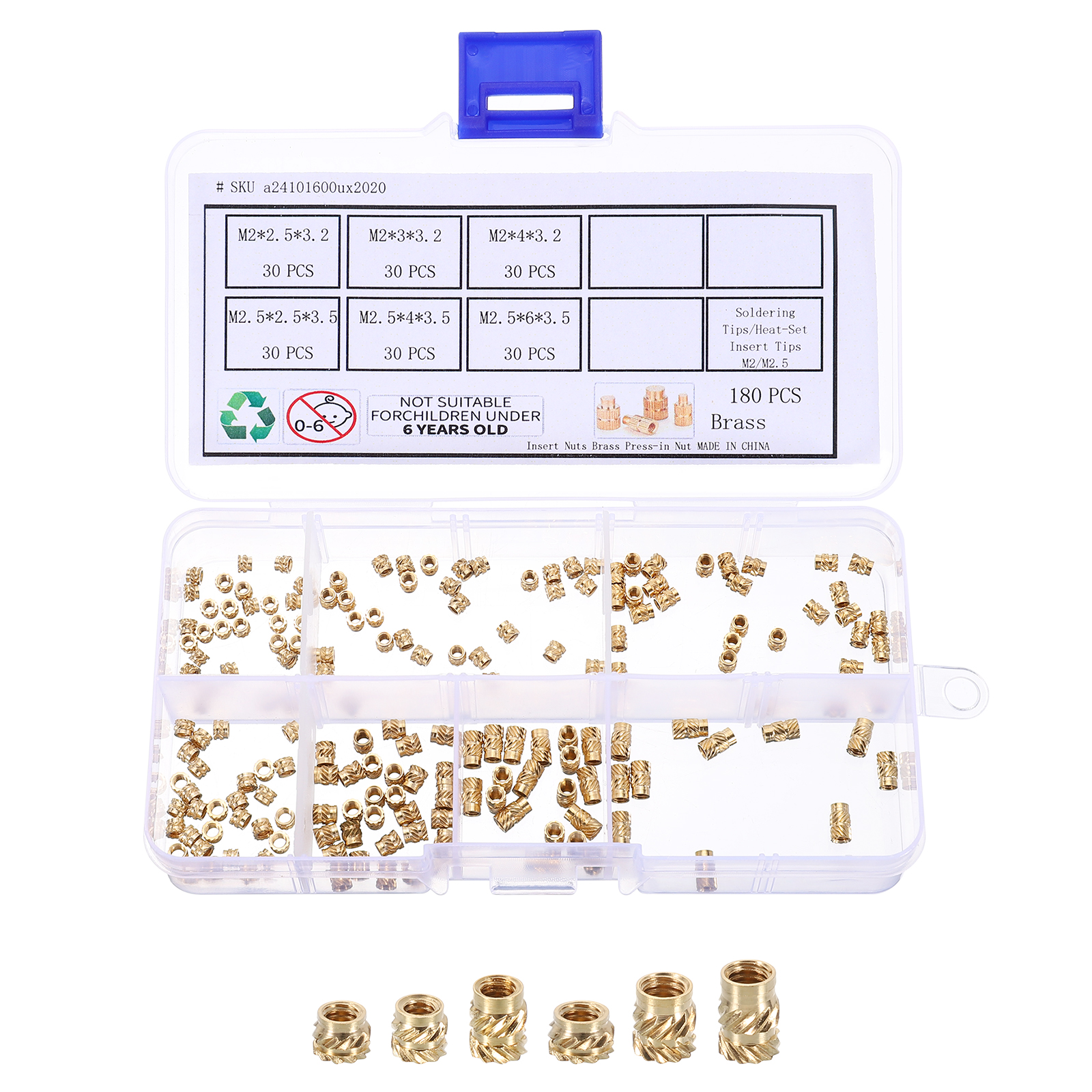 Uxcell 180pcs M2 M2.5 Metric Threaded Inserts Brass Heat Set Insert ...