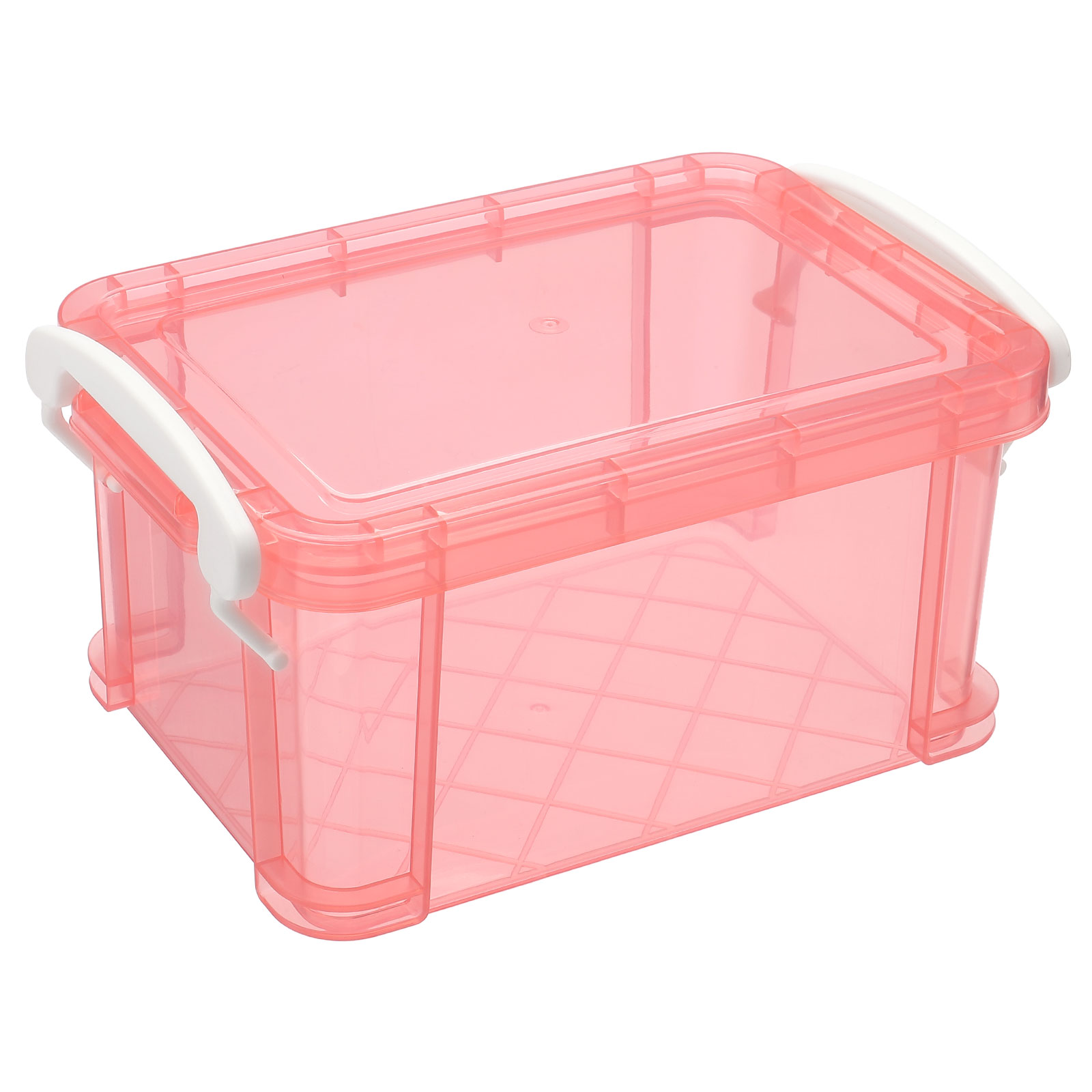 Uxcell 180x120x95mm Plastic Rectangle Pink Storage Container Box with ...