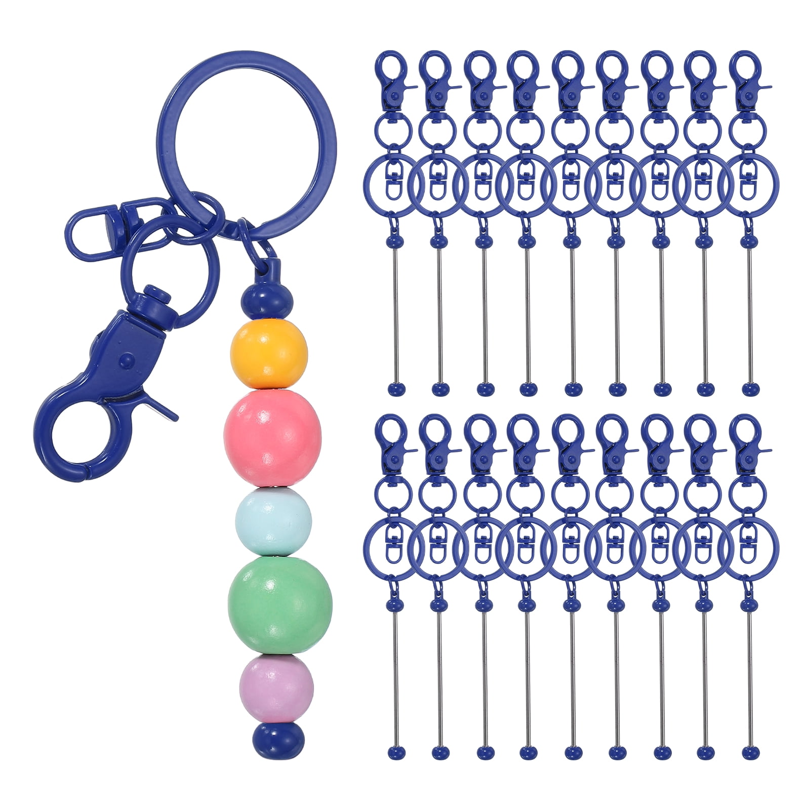 Uxcell 18Pcs Beadable Keychains, Metal DIY Beaded Keychain Making Kit ...