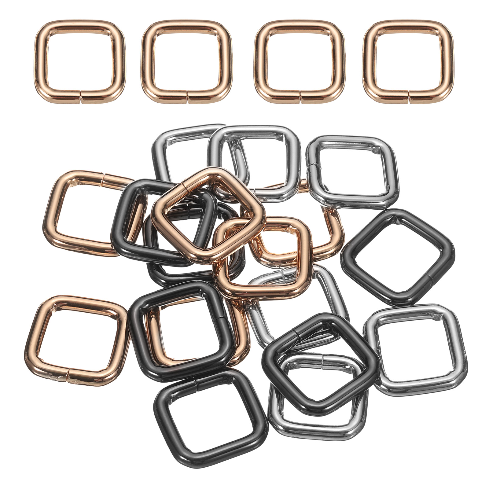 Uxcell 18Pcs Metal Rectangle Ring Buckles, 3/5" x 3/5" Square Strap ...