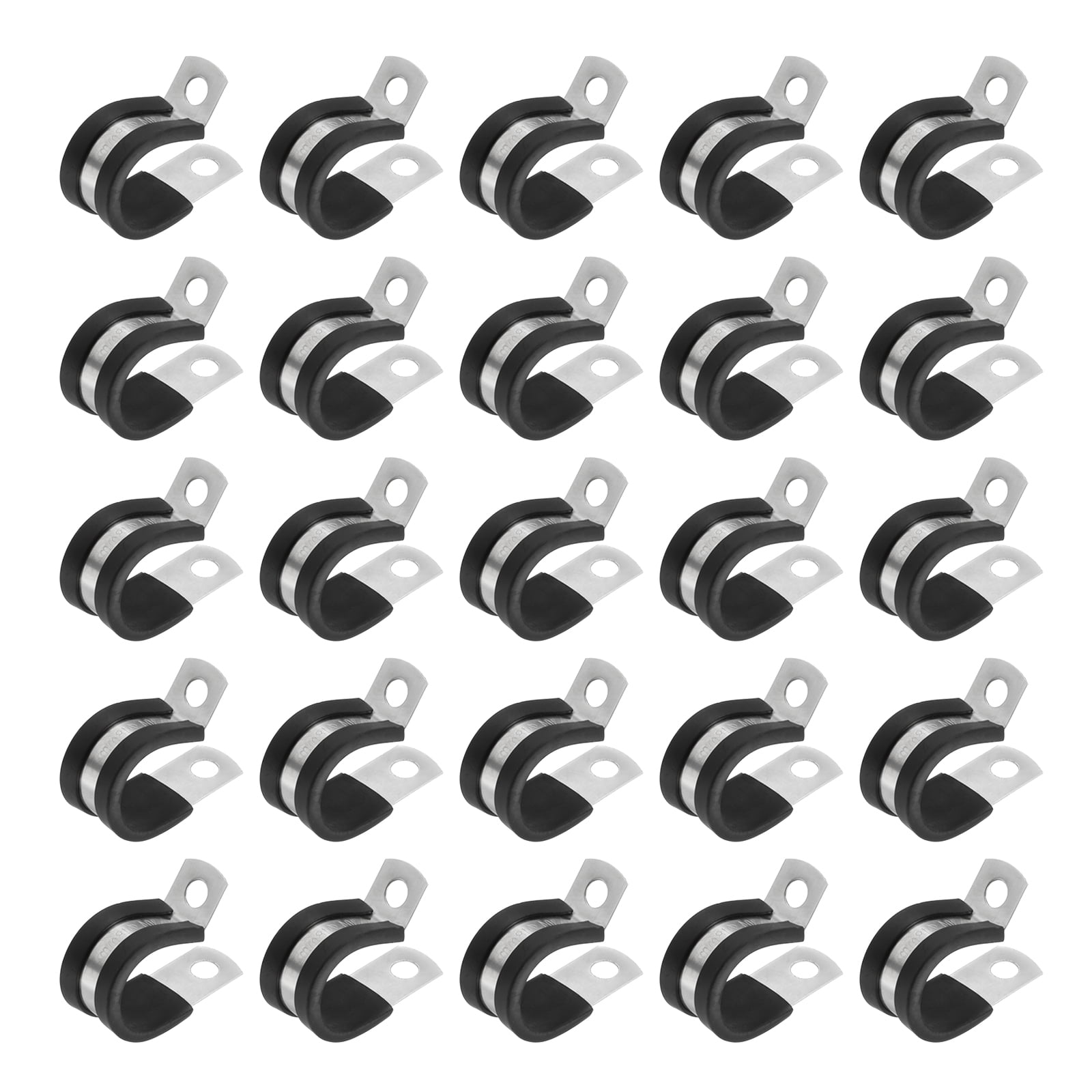 Uxcell 18mm (5/7") Cable Clamps, 25 Pcs Rubber Coated Cushioned Pipe ...