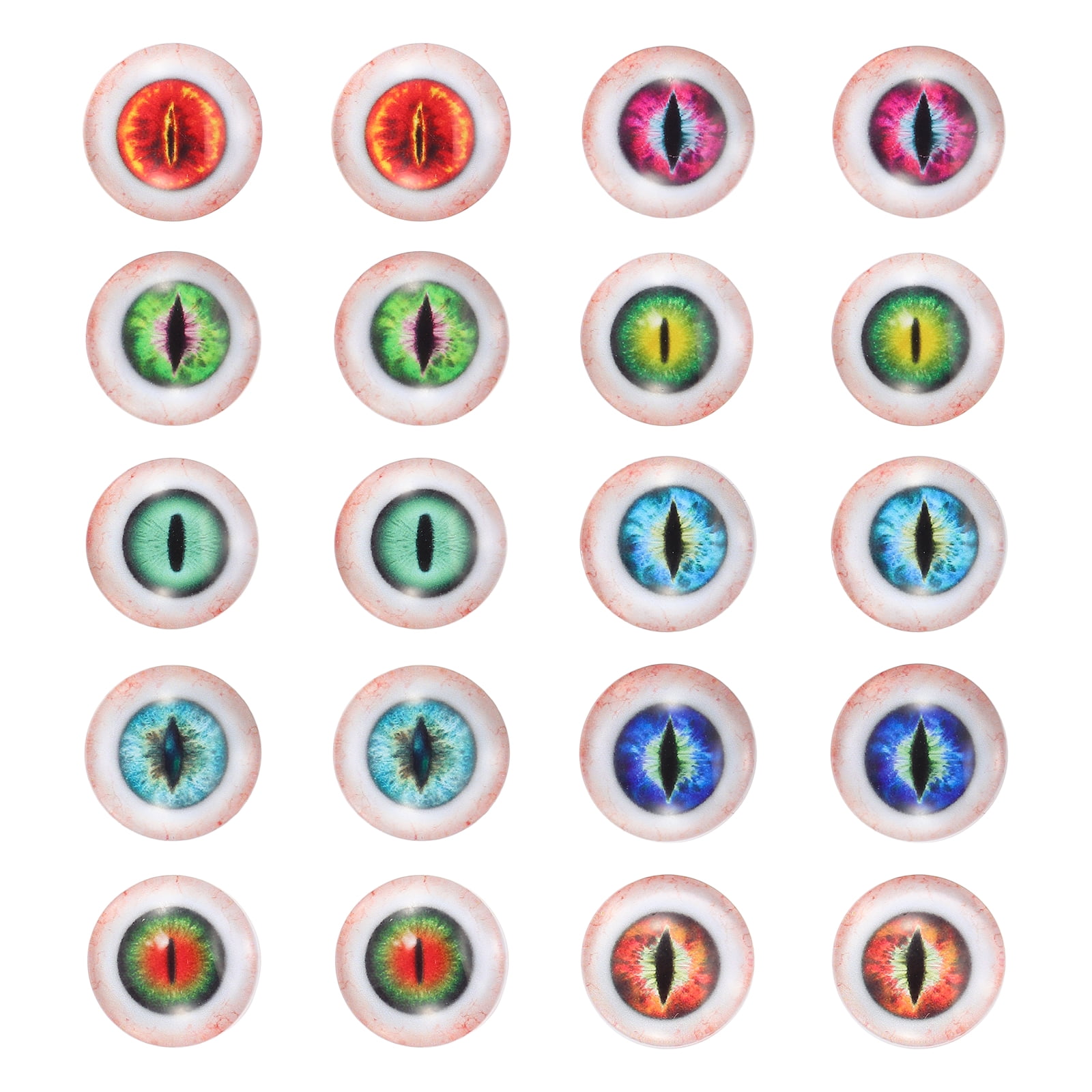 Uxcell 18mm Dragon Eyes, 20 Pcs Half Round Glass Cabochon Mixed Style ...