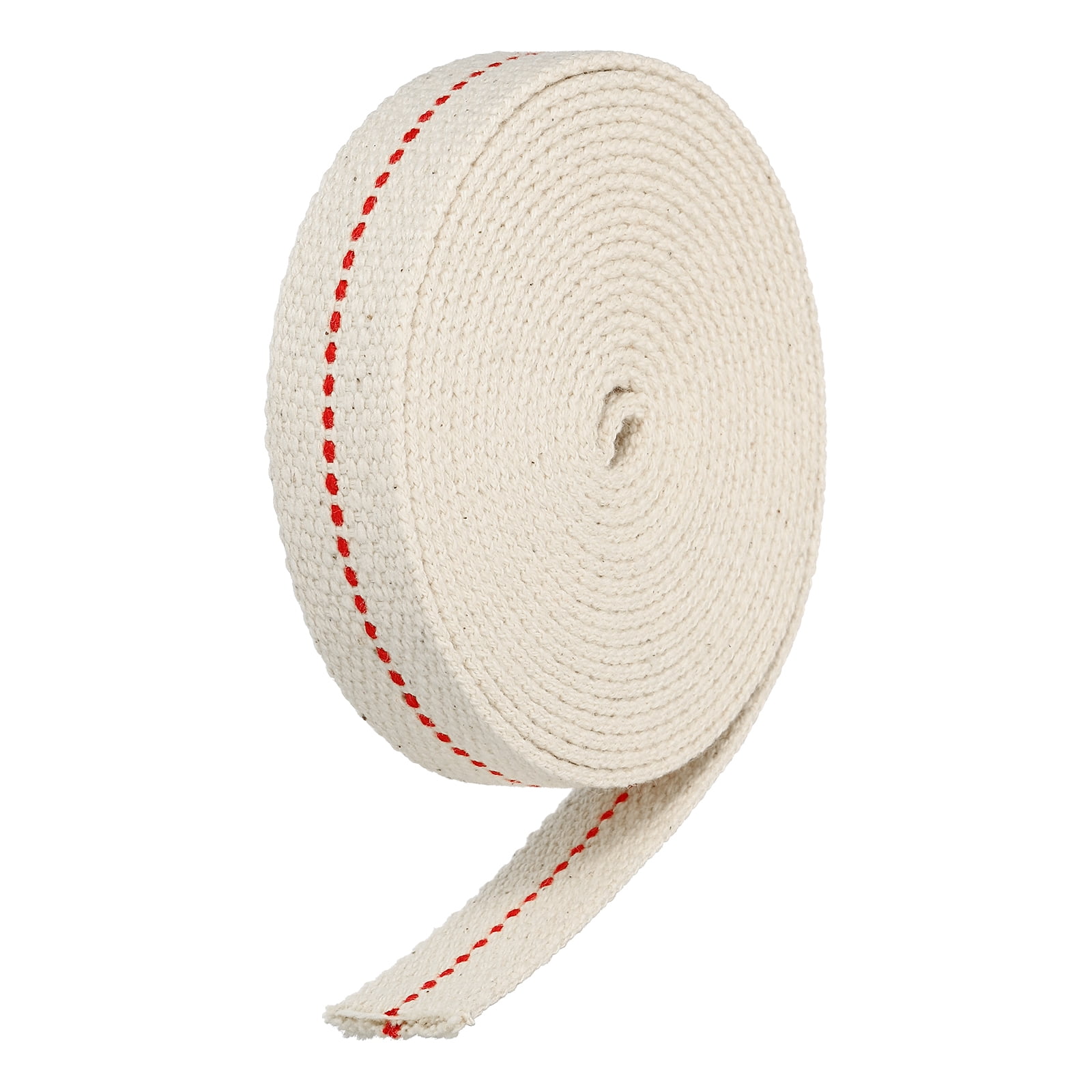 Uxcell 18mm Flat Wide 9.84ft Long Cotton Oil Lamp Wick with Red Stitch ...