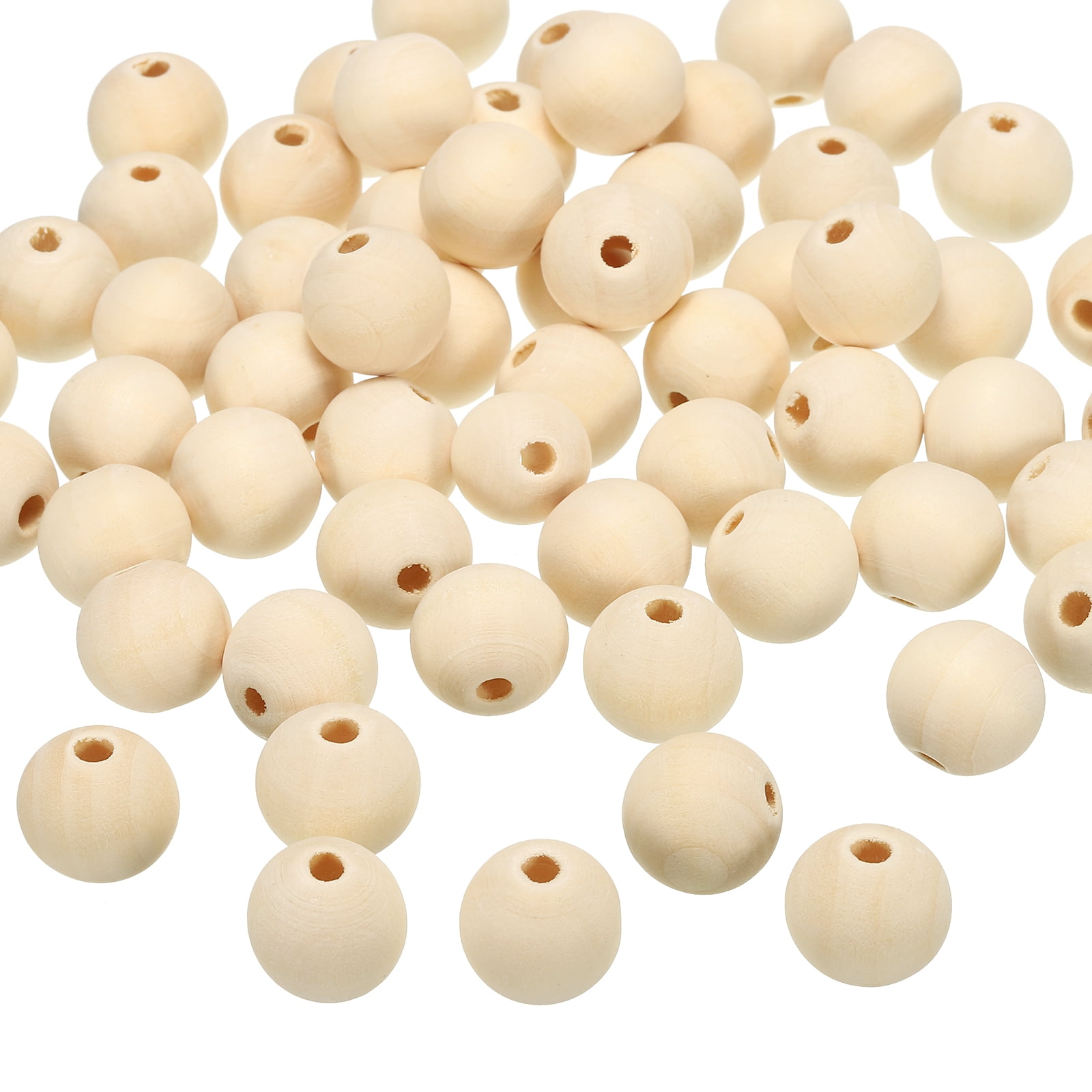 Uxcell 18mm Natural Wood Beads, 100 Pack Unfinished Wooden Beads Round ...