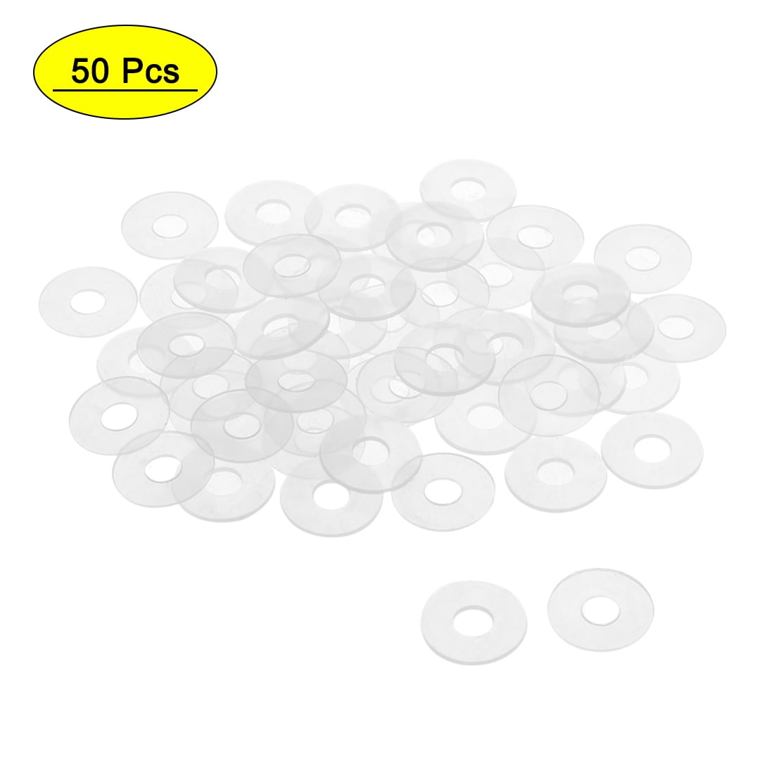 Uxcell 18mm O.D. 0.9mm Thick Nylon Flat Washers for M6 Screw Bolt, 50 ...