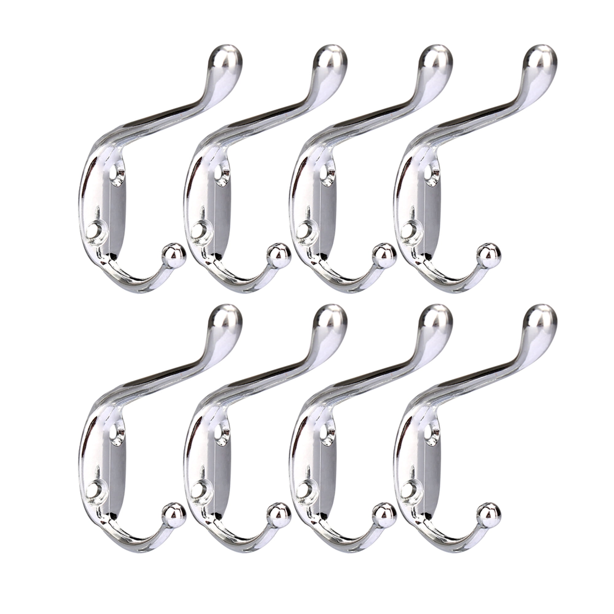 Uxcell 18mm Zinc Alloy Storage Holder Dual Hooks Silver Tone 8Pack ...