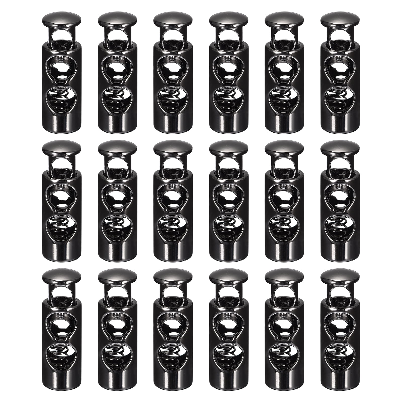 Uxcell 18pcs Double Holes Metal Spring Cord Locks Stoppers Sliding Rope ...
