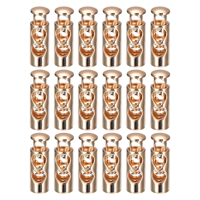 Uxcell 18pcs Double Holes Metal Spring Cord Locks Stoppers Sliding Rope ...