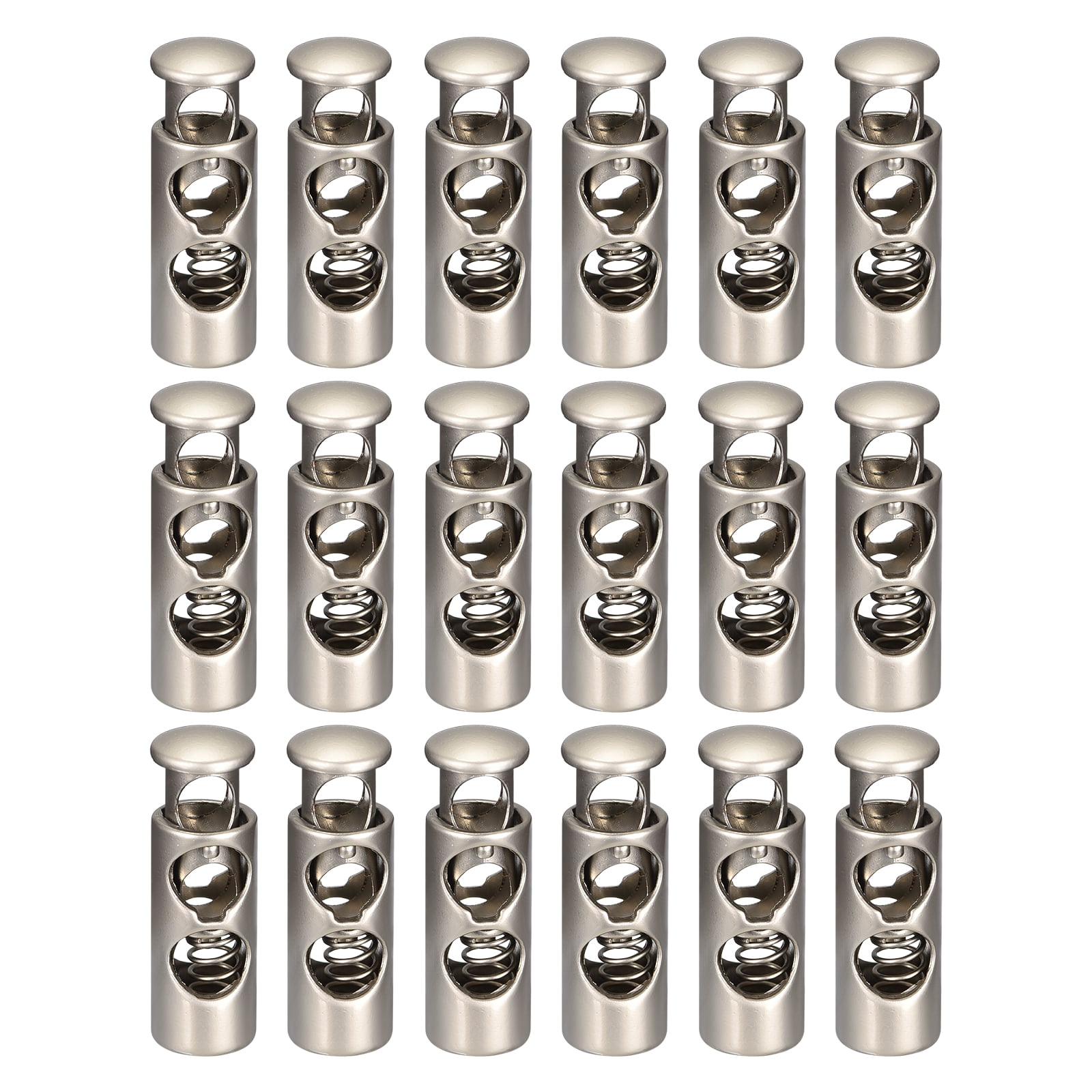 Uxcell 18pcs Double Holes Metal Spring Cord Locks Stoppers Sliding Rope ...