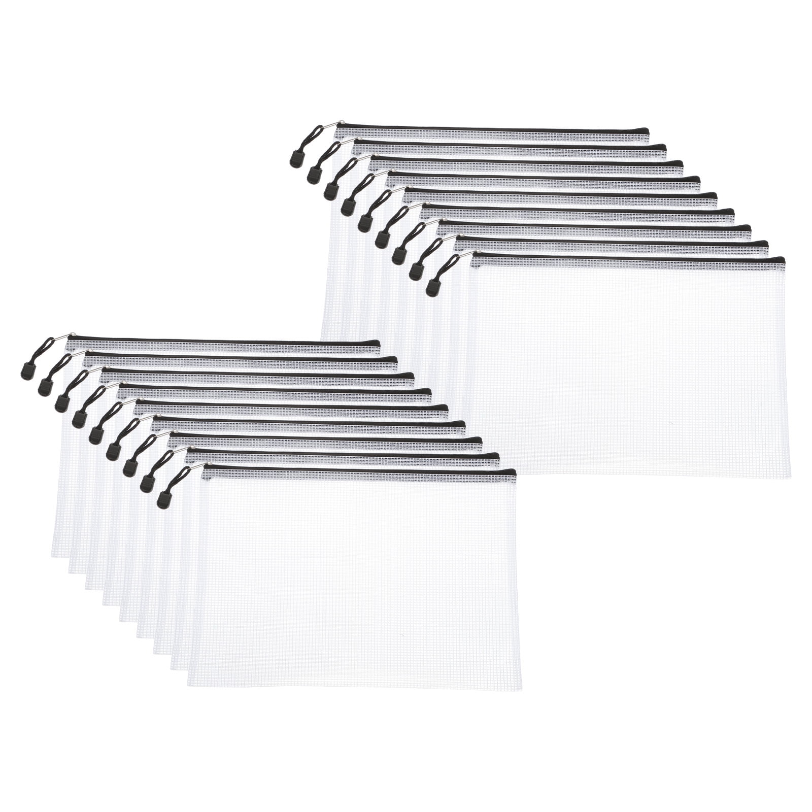 Uxcell 18pcs Mesh Zipper Pouch Bags A4 13" x 9" Plastic Waterproof Mesh ...