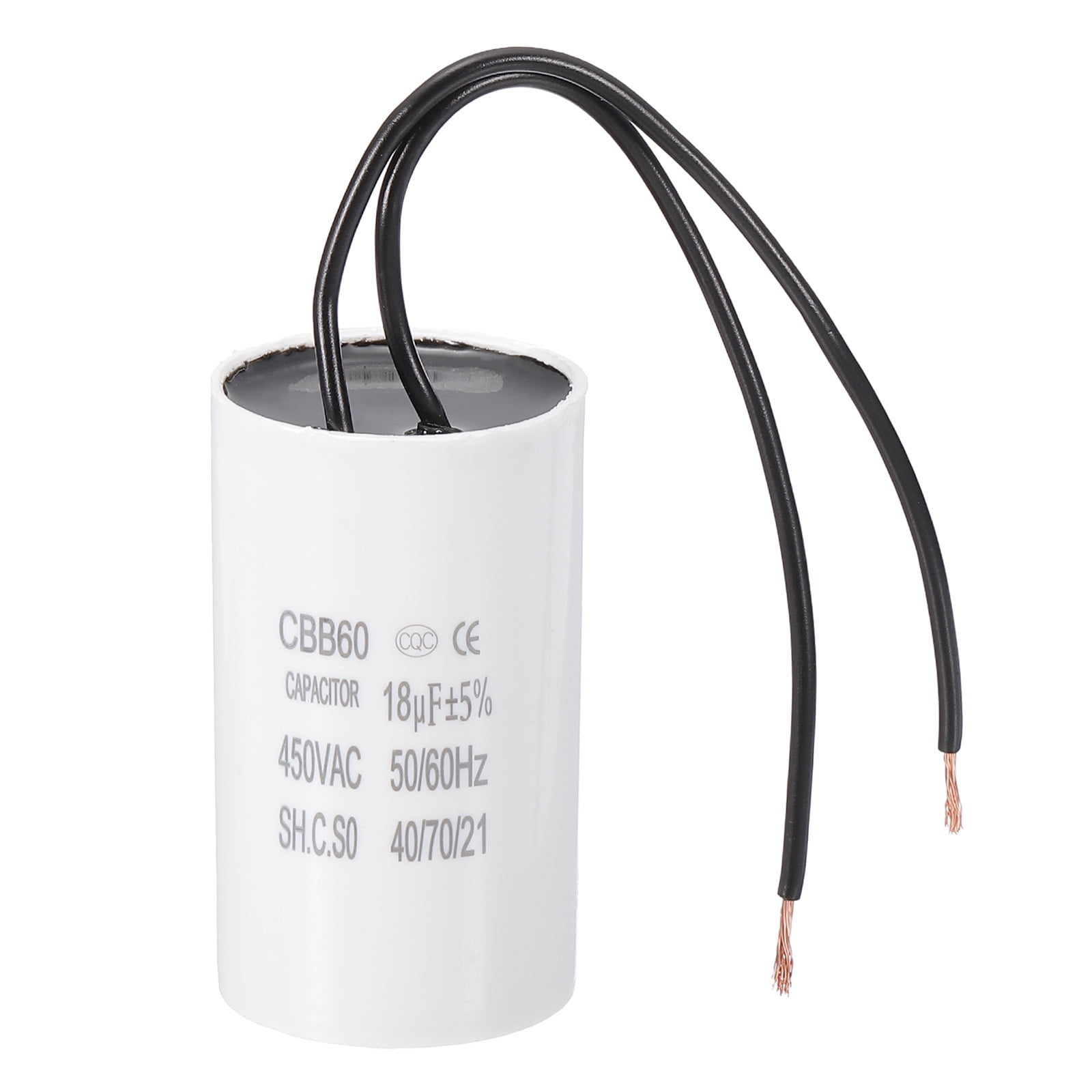 Uxcell 18uF CBB60 Running Capacitor, Run Capacitor with 2 Wires, AC ...