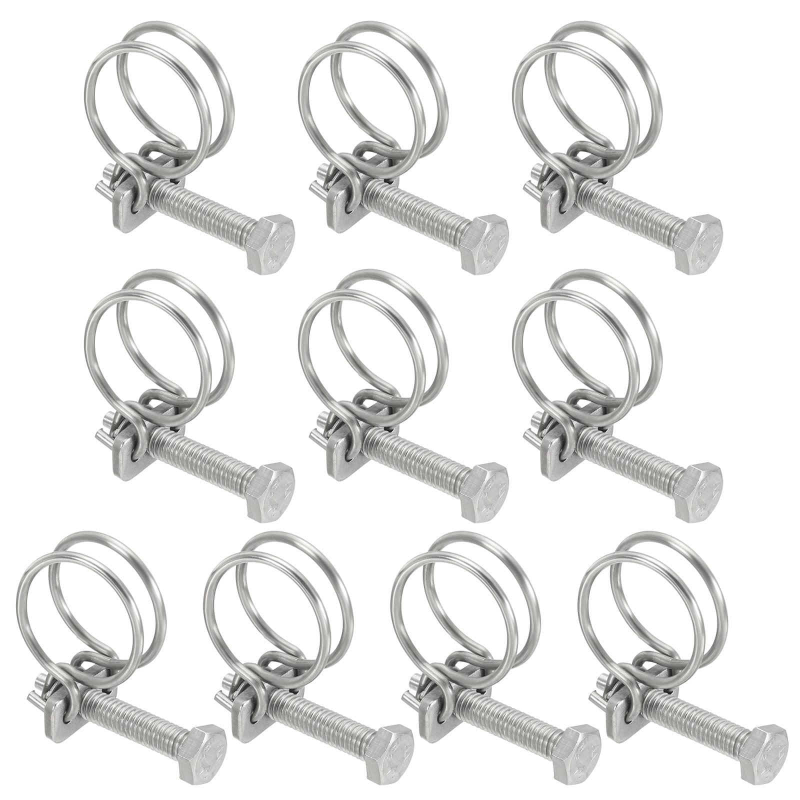 Uxcell 19-22mm Adjustable Double Wire Hose Clamp, 304 Stainless Steel ...