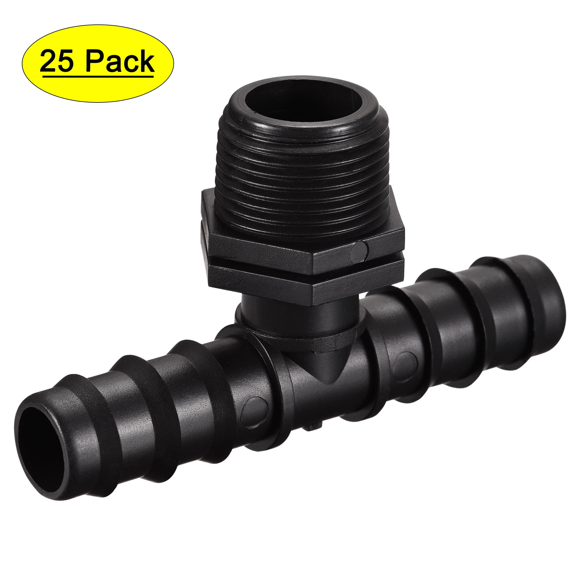 Uxcell 19.4mm Barbed to G3/4 Male Thread Plastic Tee Hose Barb Fittings ...