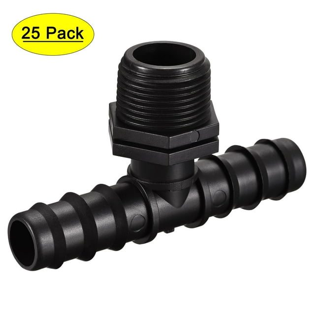 Uxcell 19.4mm Barbed to G3/4 Male Thread Plastic Tee Hose Barb Fittings ...