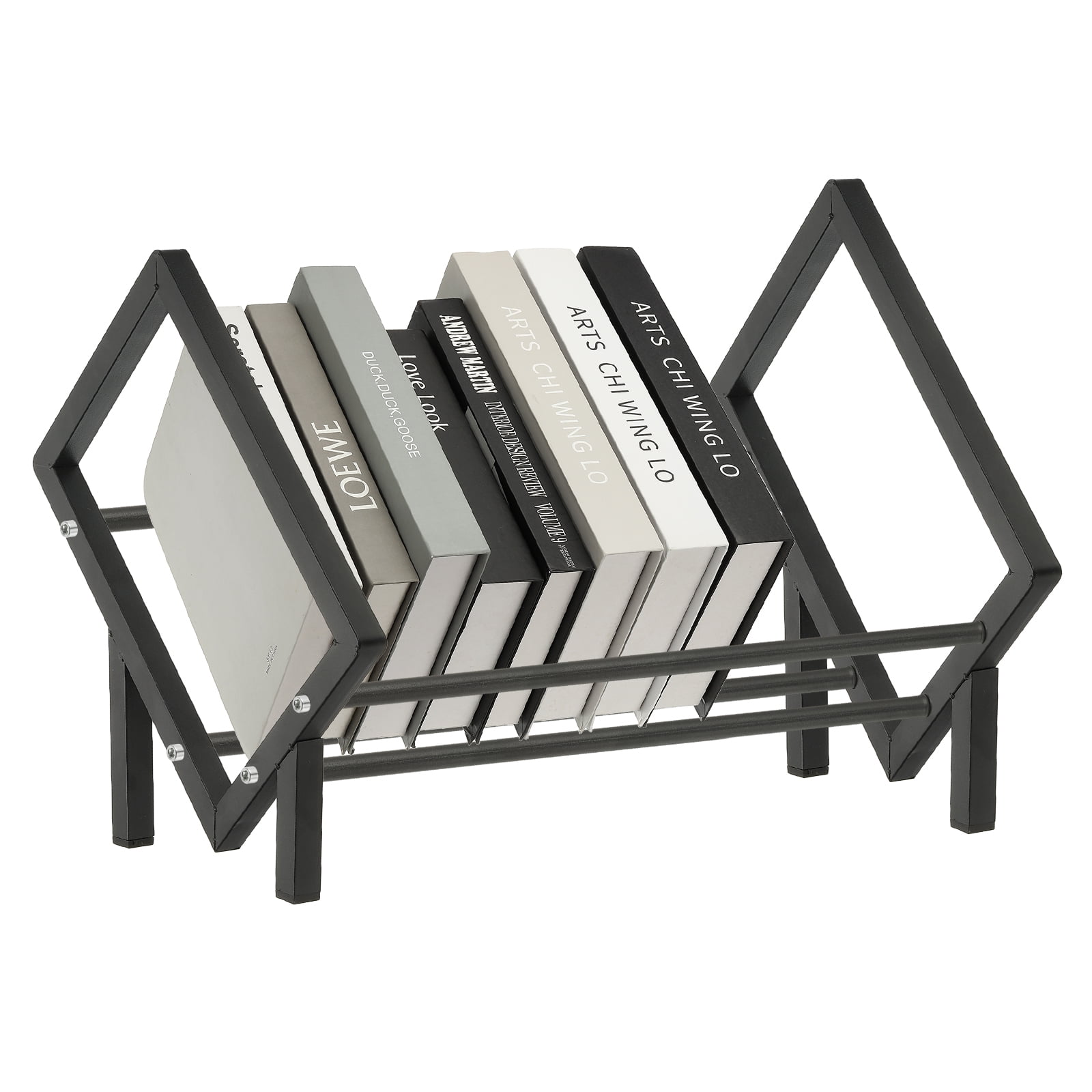 Uxcell 19.7" Metal Desk Bookshelf, Tabletop Bookcase Small Book Storage ...