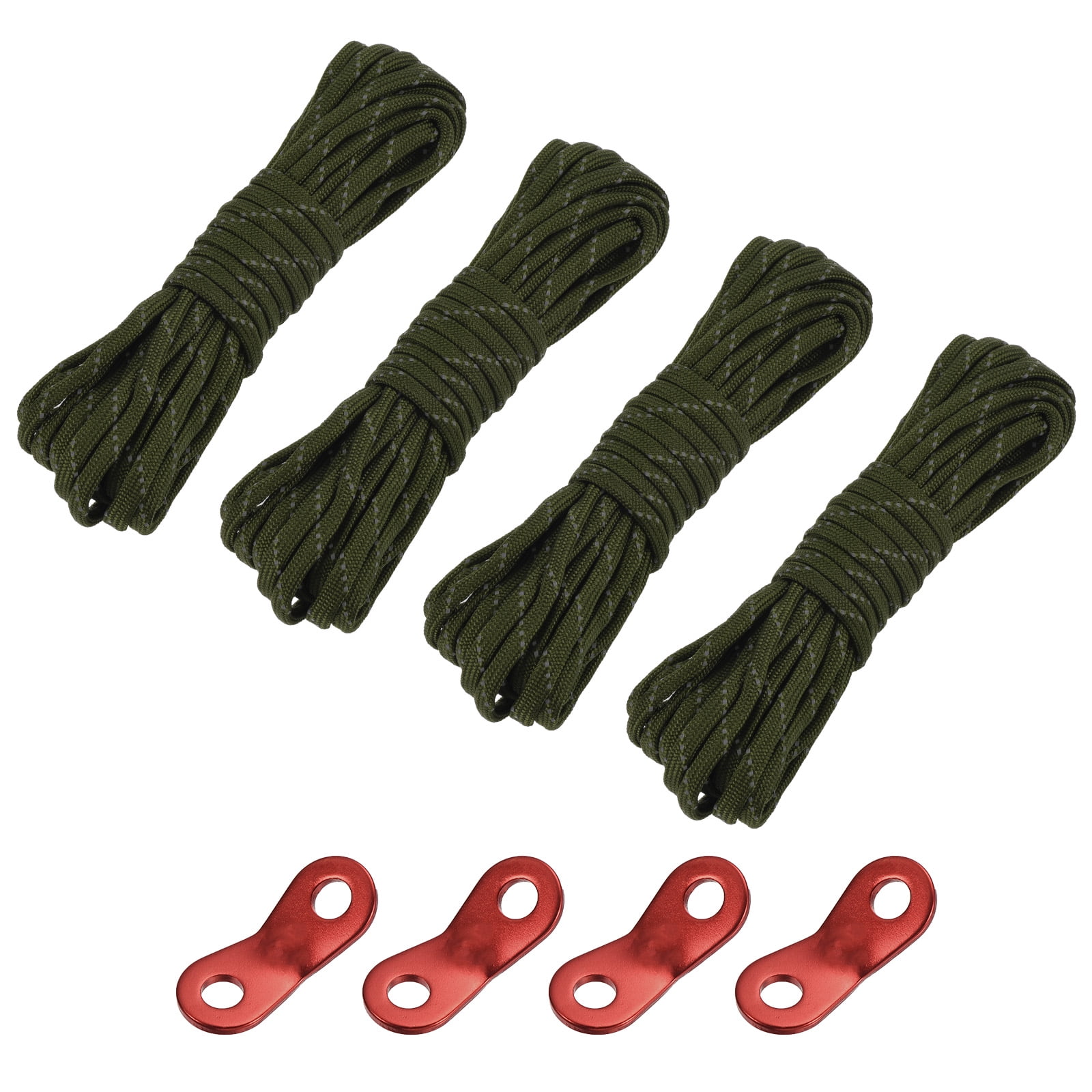 Uxcell 19.7FT 4mm Reflective Camping Guyline Rope Army Green 4Pack with ...