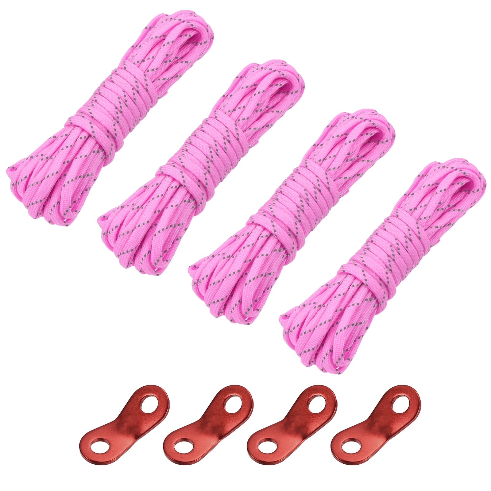 Uxcell 19.7FT 4mm Reflective Camping Guyline Rope Light Pink 4Pack with ...