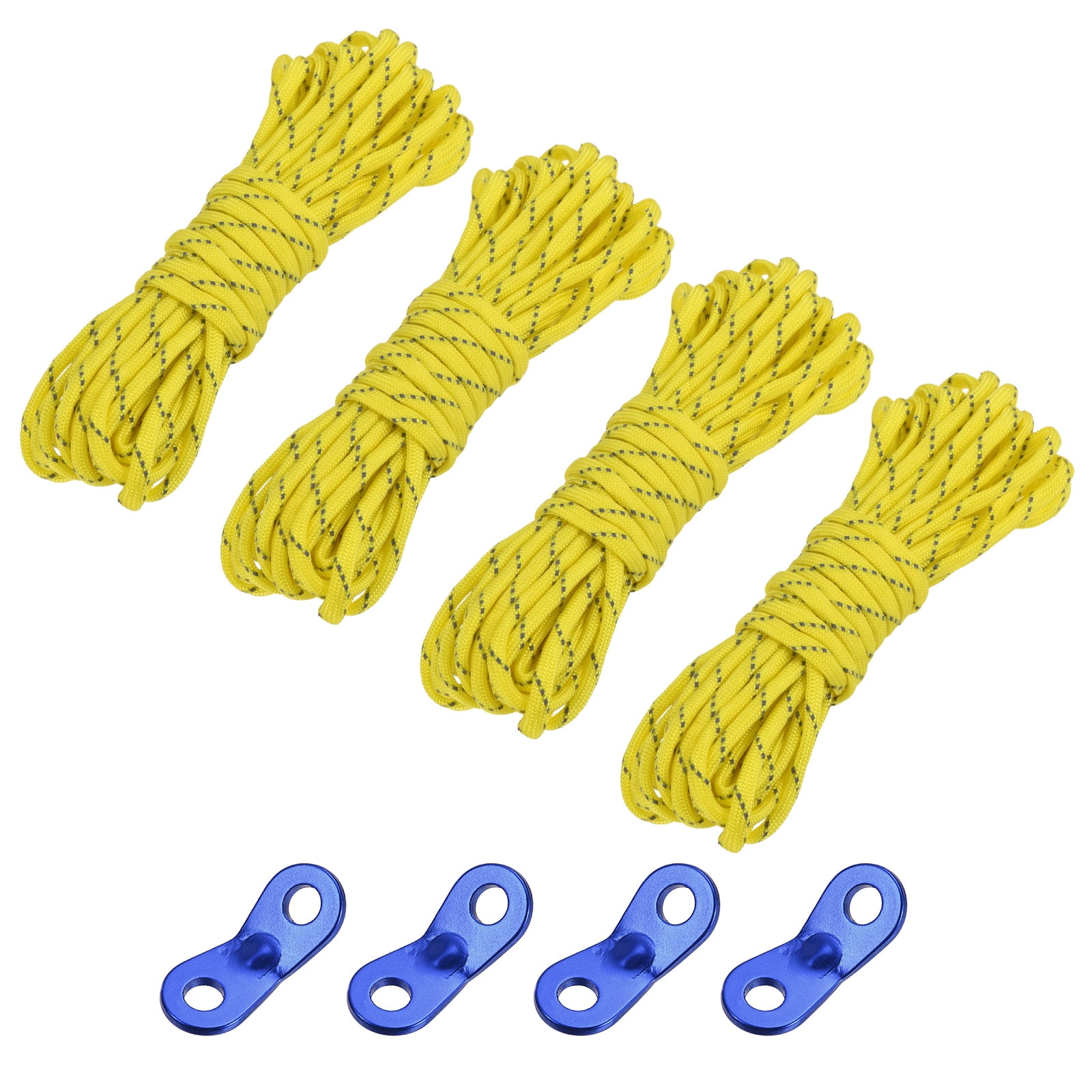Uxcell 19.7FT 4mm Reflective Camping Guyline Rope Yellow 4Pack with ...