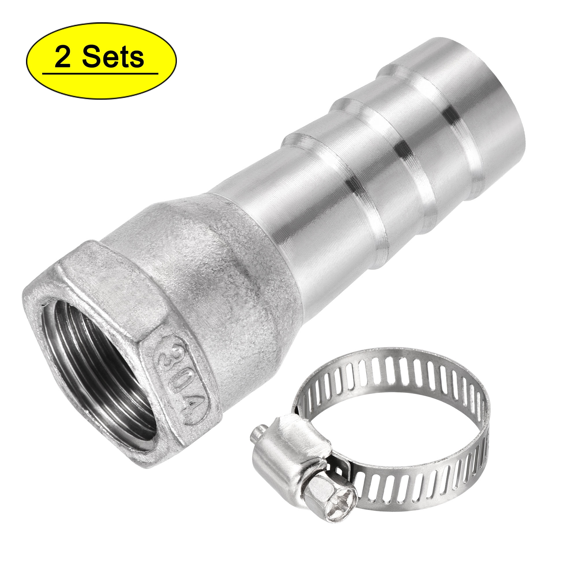 Uxcell 19mm Barb x 1/2PT Female Barb Hose Fitting Stainless Steel with ...