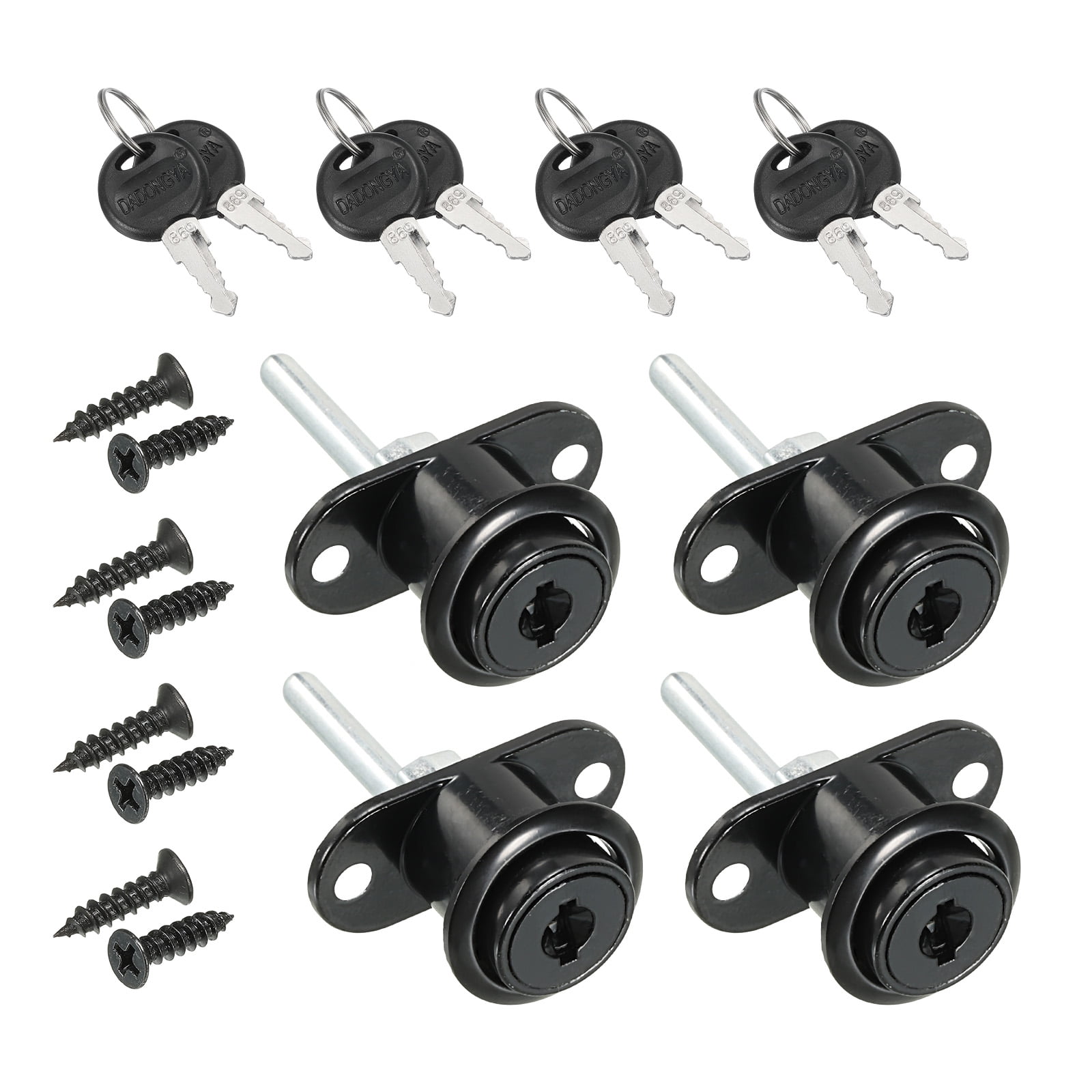 Uxcell 19mm Drawer Locks with Keys, 4 Pack Zinc Alloy Keyed Different ...