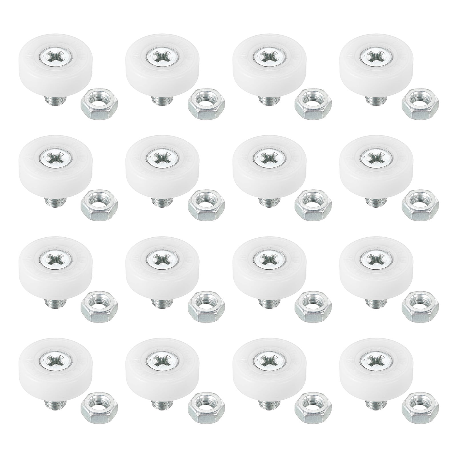 Uxcell 19mm Drawer Rollers, 16 Plastic Drawer Pulley Replacement Wheels ...