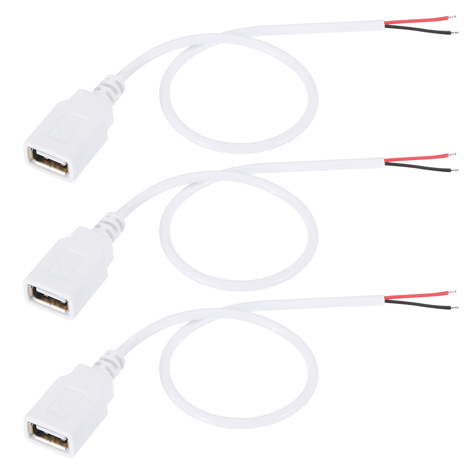Uxcell 1Ft USB 2.0 Female to 2 Pin Bare Wire Pigtail Cable, 3pcs 22AWG ...