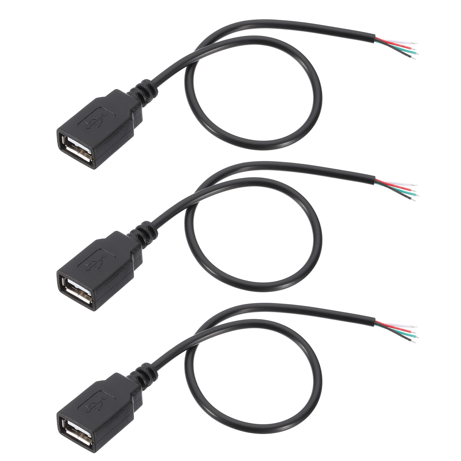 Uxcell 1Ft USB 2.0 Female to 4 Pin Bare Wire Pigtail Cable, 3pcs 28AWG ...